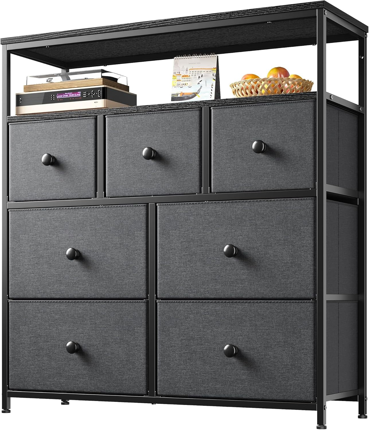 LGOOD Dresser for Bedroom with 7 Drawers and 2 Shelves, TV Stand ...