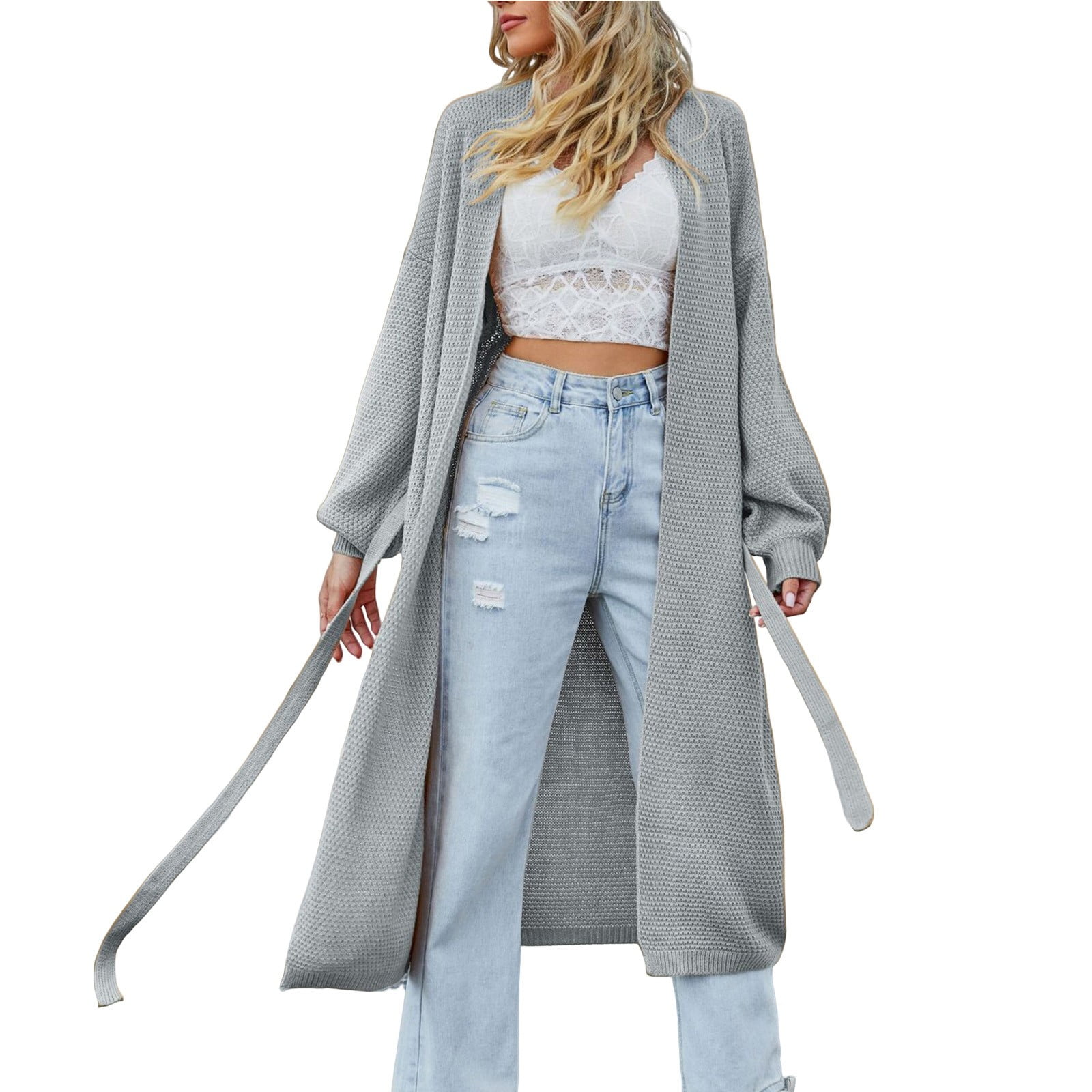 LGhxcb Women's 2024 Fall Winter Oversized Cardigan Long Sleeve Split ...