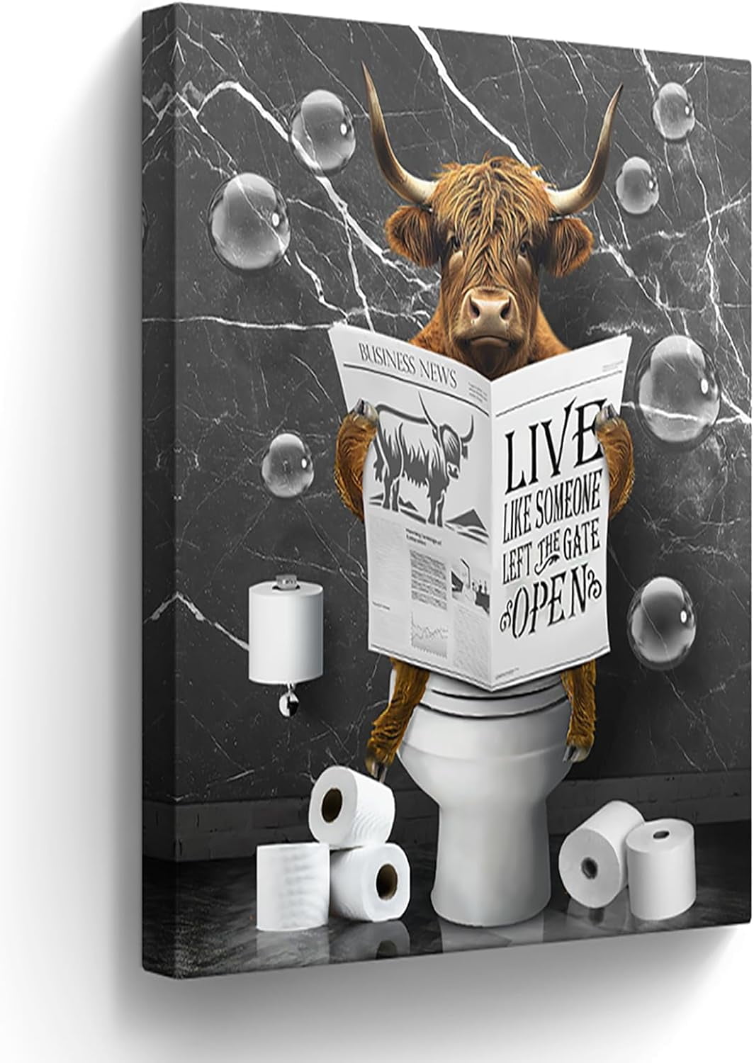 LH137HB-Bathroom Decor Canvas Wall Art Highland Cow Pictures Bathroom ...