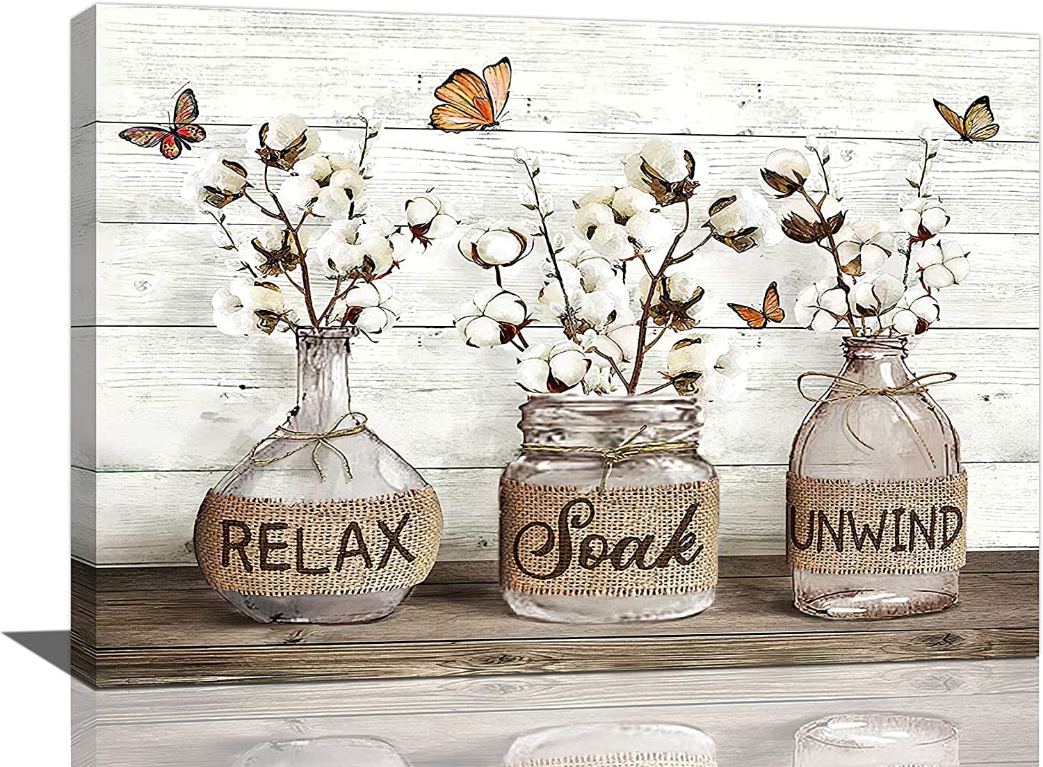 LH137HB-Farmhouse Bathroom Decor Wall Art Rustic Cotton Bathroom ...