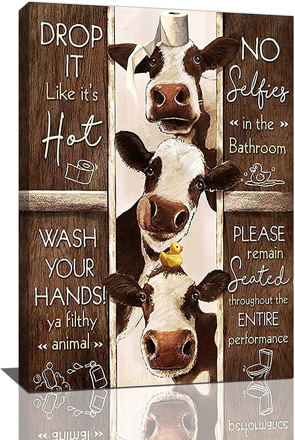LH137HB-Farmhouse Bathroom Decor Wall Art Rustic Cow Pictures Funny ...