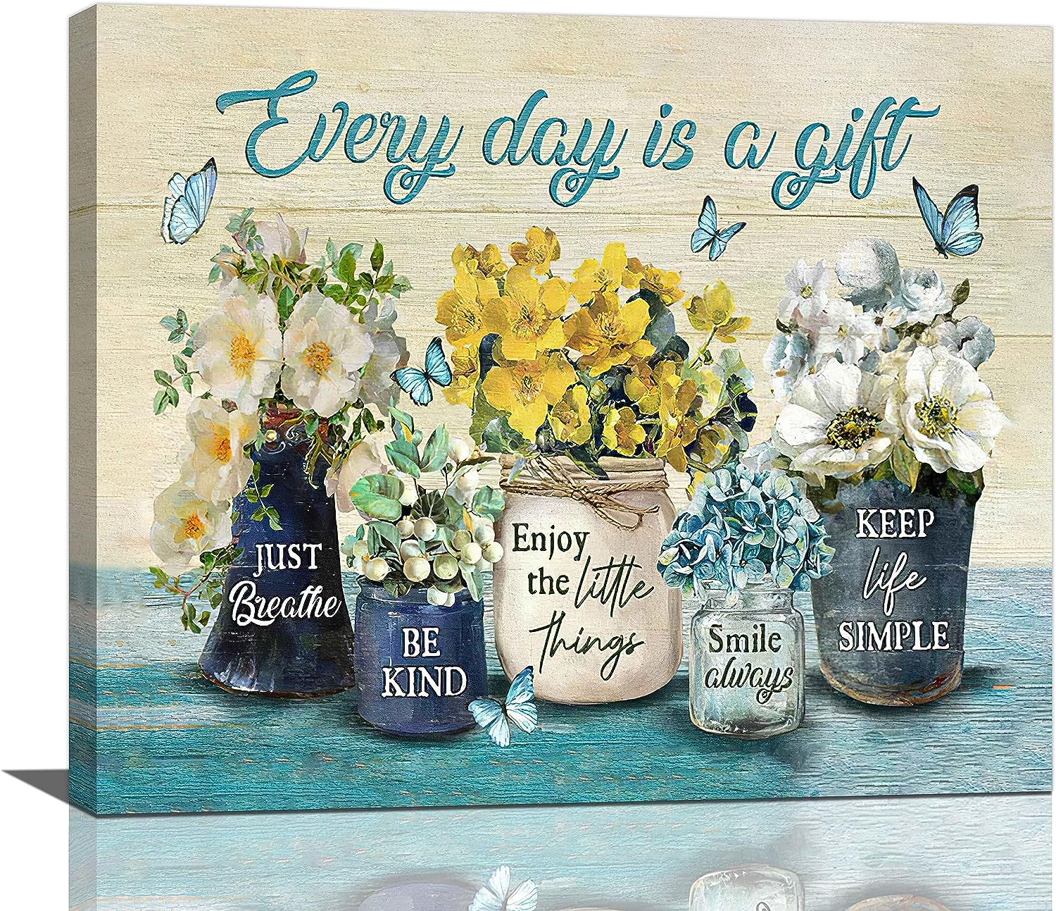LH137HB-Farmhouse Bathroom Flower Decor Wall Art Every Day Is A Gift ...