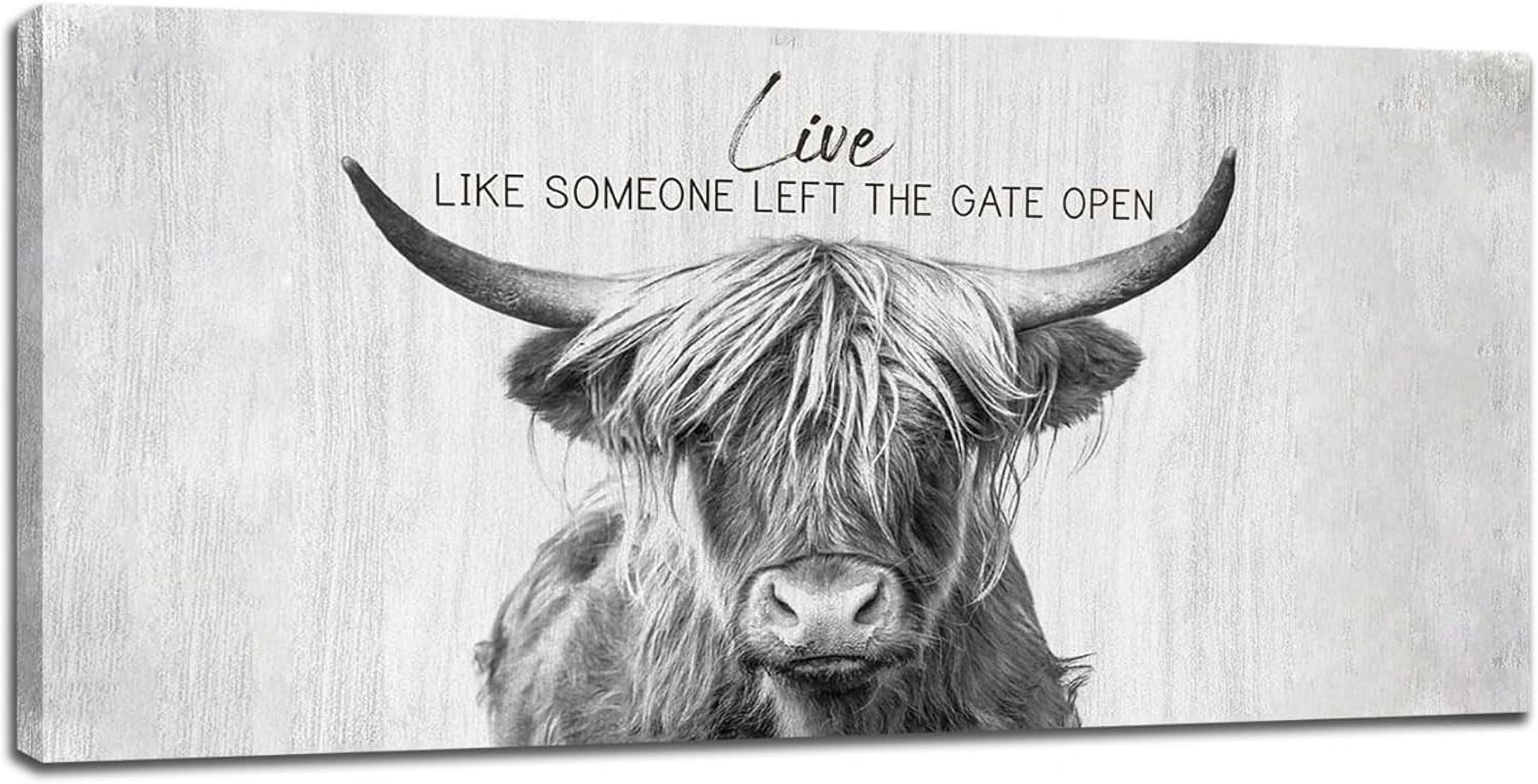 LH137HB-Farmhouse Highland Cow Wall Art for Living Room Bedroom Office ...