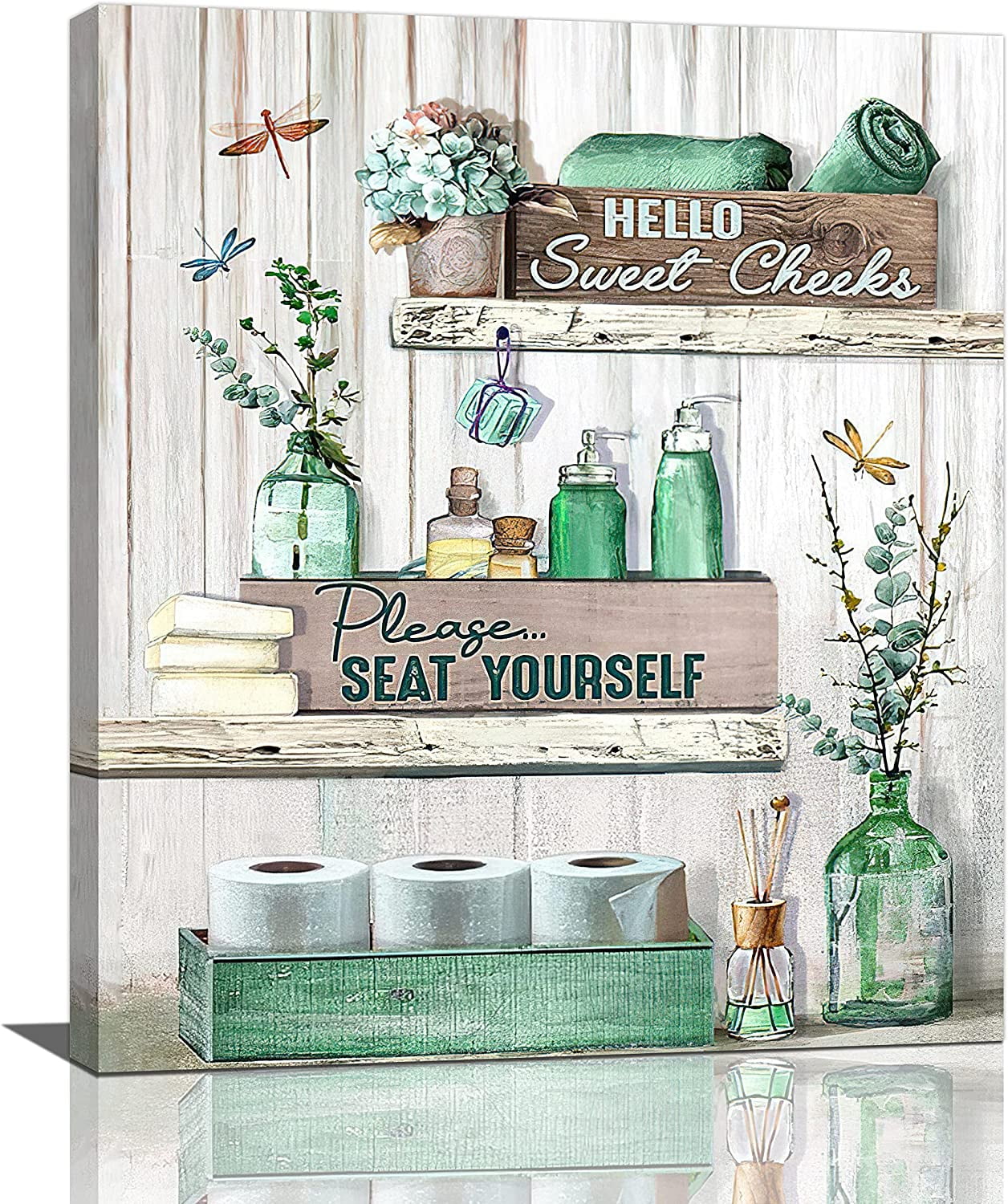 LH137HB-Funny Bathroom Decor Wall Art Teal Rustic Farmhouse Bathroom ...