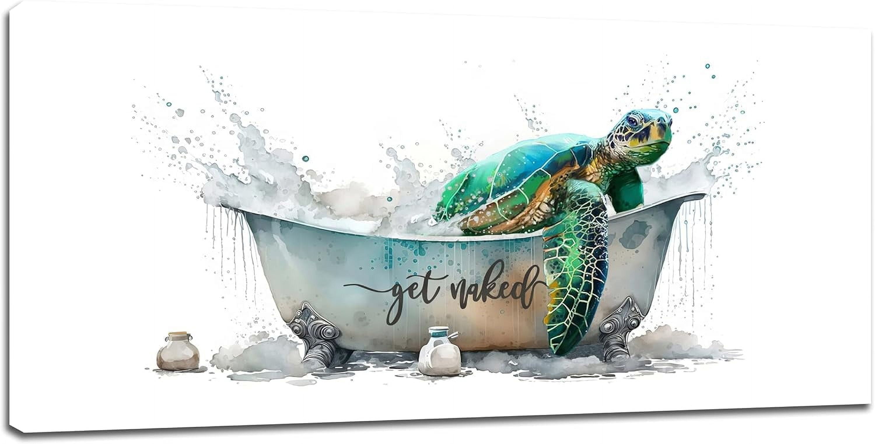 LH137HB-Sea Turtle Large Wall Art Funny Teal Turtle Bathtub Pictures ...