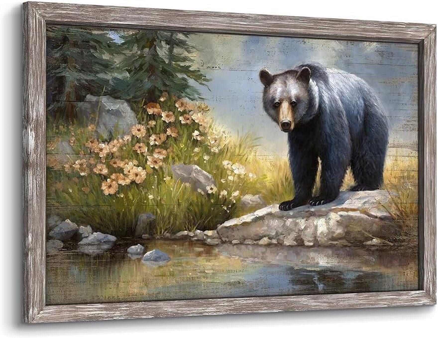 LH138HB-Bear Prints Wooden Wall Art: Wildlife Grizzly Picture Artwork ...