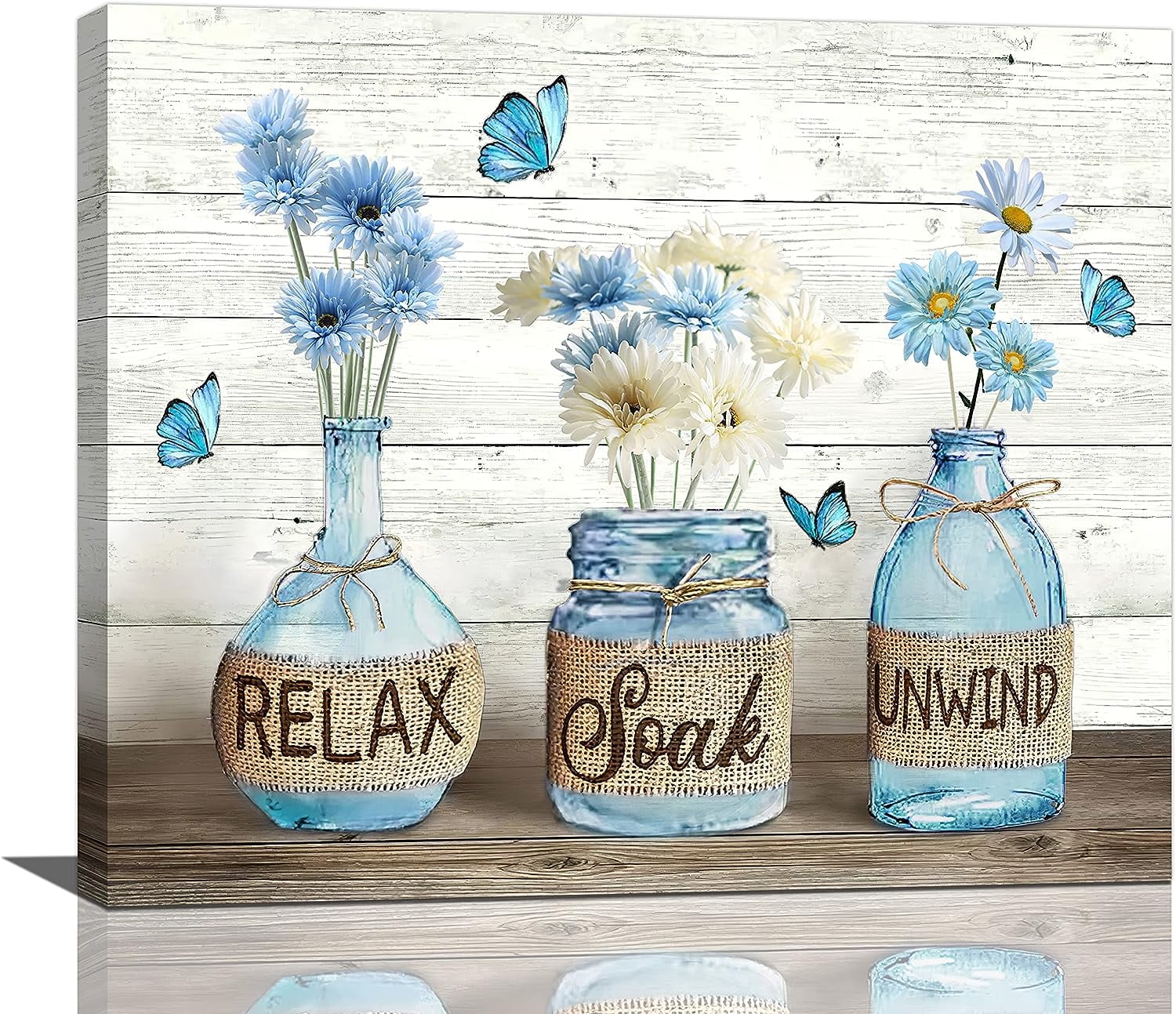 LH138HB-Farmhouse Bathroom Decor Wall Art Rustic Daisy Bathroom ...
