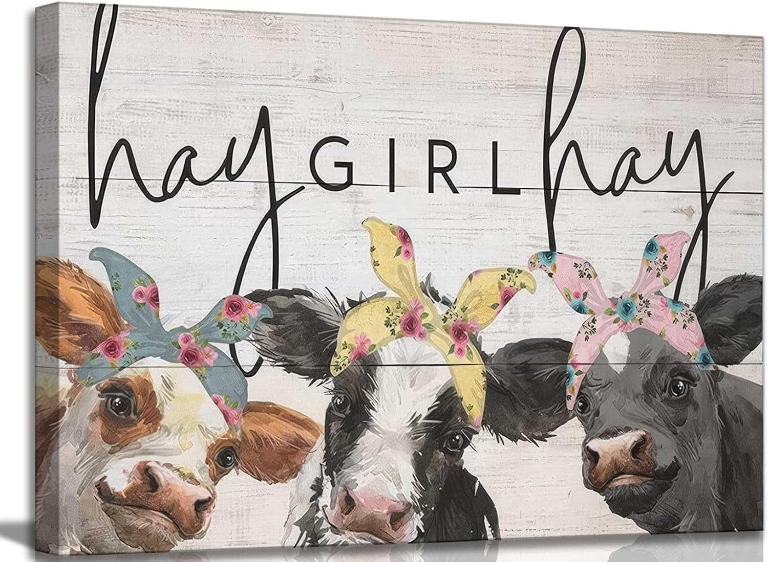 LH138HB-Farmhouse Rustic Cow Canvas Wall art Vintage Country Farm Cute ...