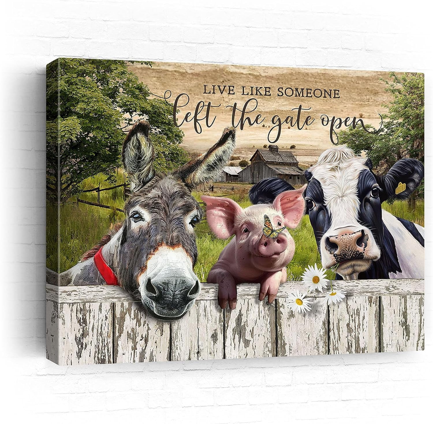 LH138HB-Farmhouse Wall Decor Farm Animals Wall Art Cow Pig Donkey And ...