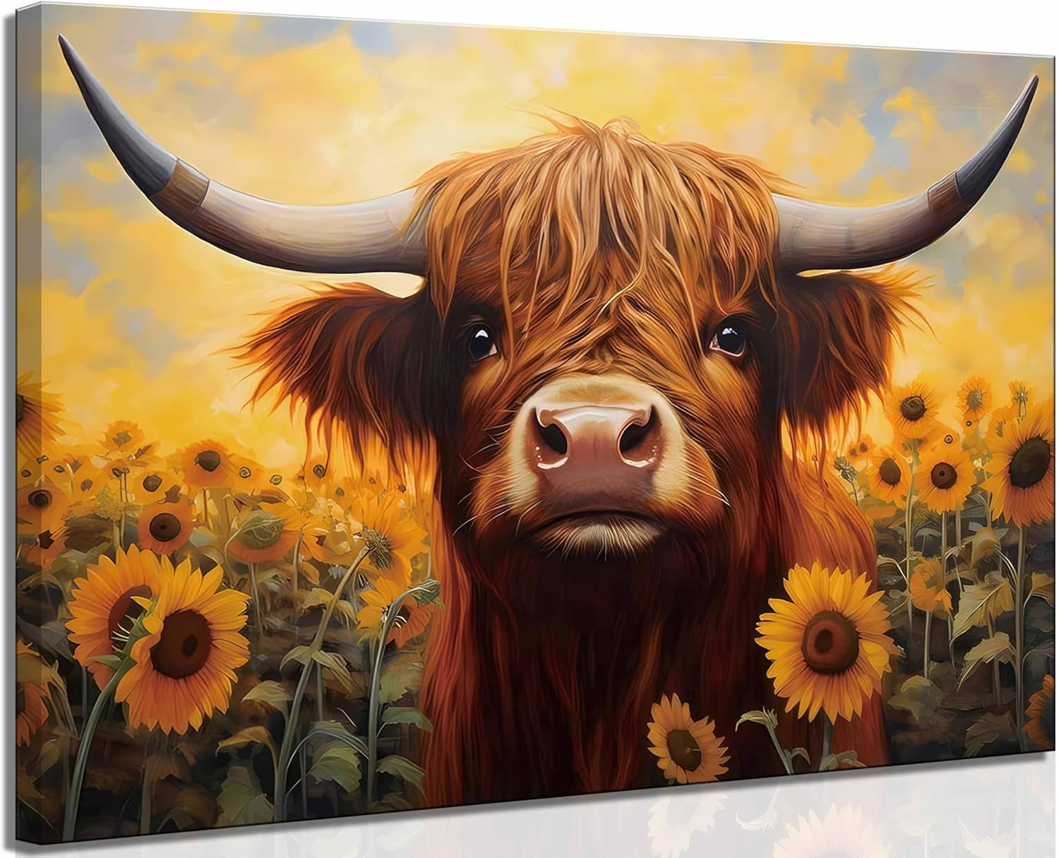 LH138HB-Highland Cattle Canvas Wall Art Cute Scottish Cow and ...