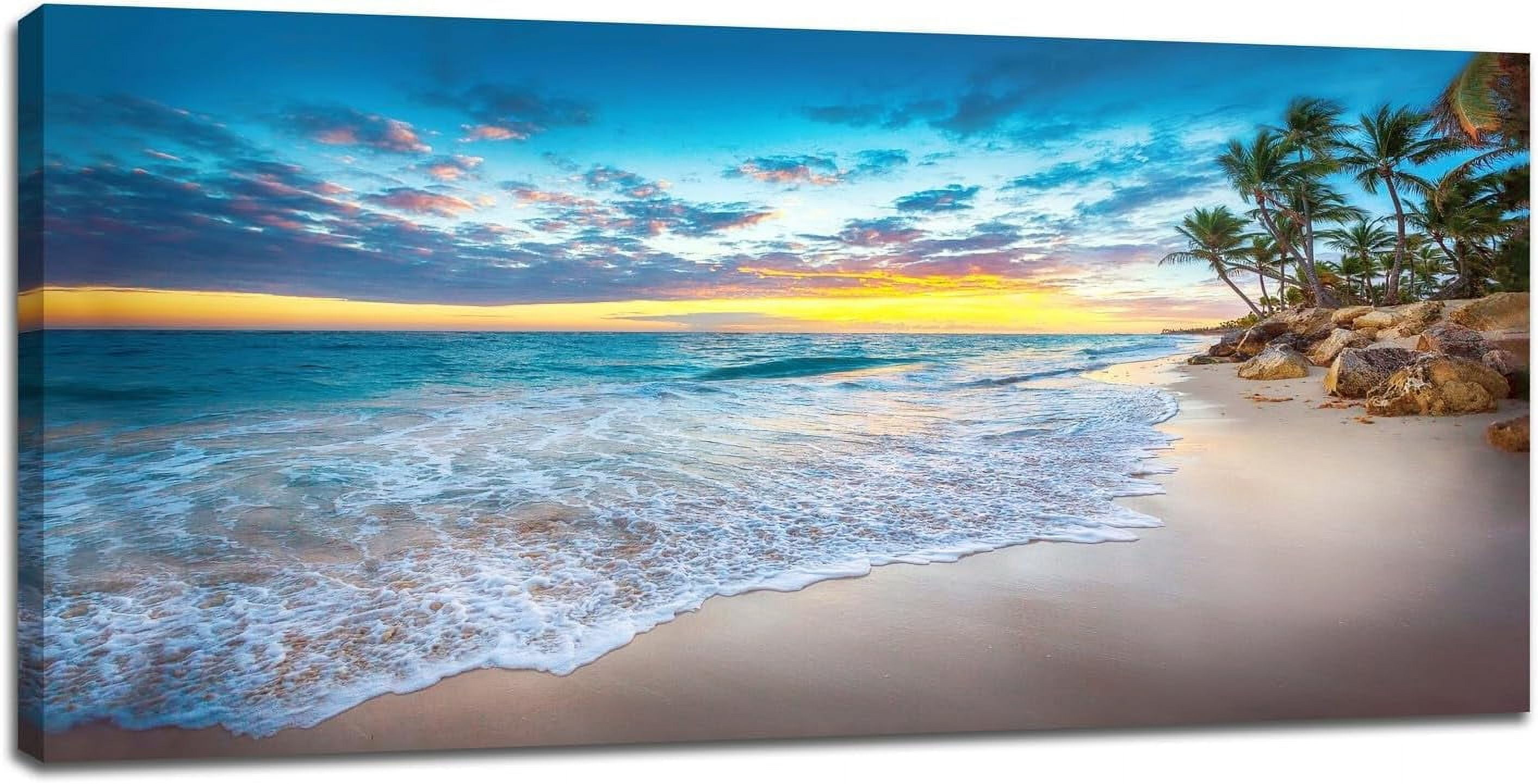 LH138HB-Large Beach Wall Art for Living Room Ocean Wave Sunset Pictures ...