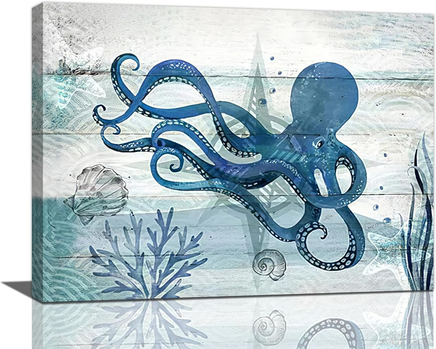 LH138HB-Ocean Octopus Wall Art Nautical Octopus Paintings Prints Navy ...