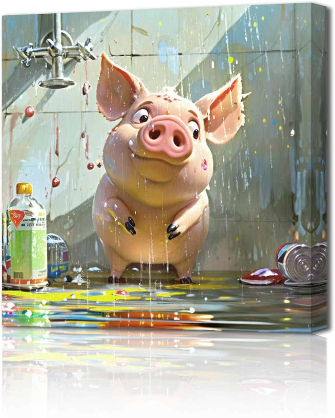 LH138HB-Pig Canvas Wall Art Bathroom Pictures Wall Decor Cute Funny ...