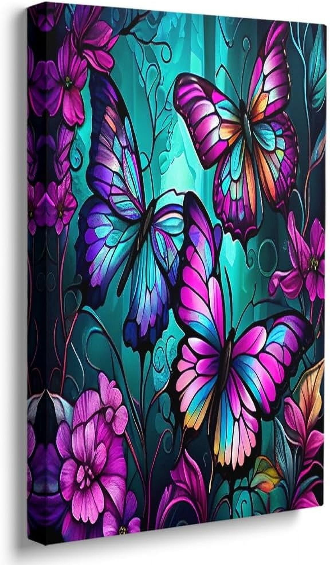 LH138HB-Rustic Butterfly Canvas Wall Art Bedroom Wall Decor Farmhouse ...