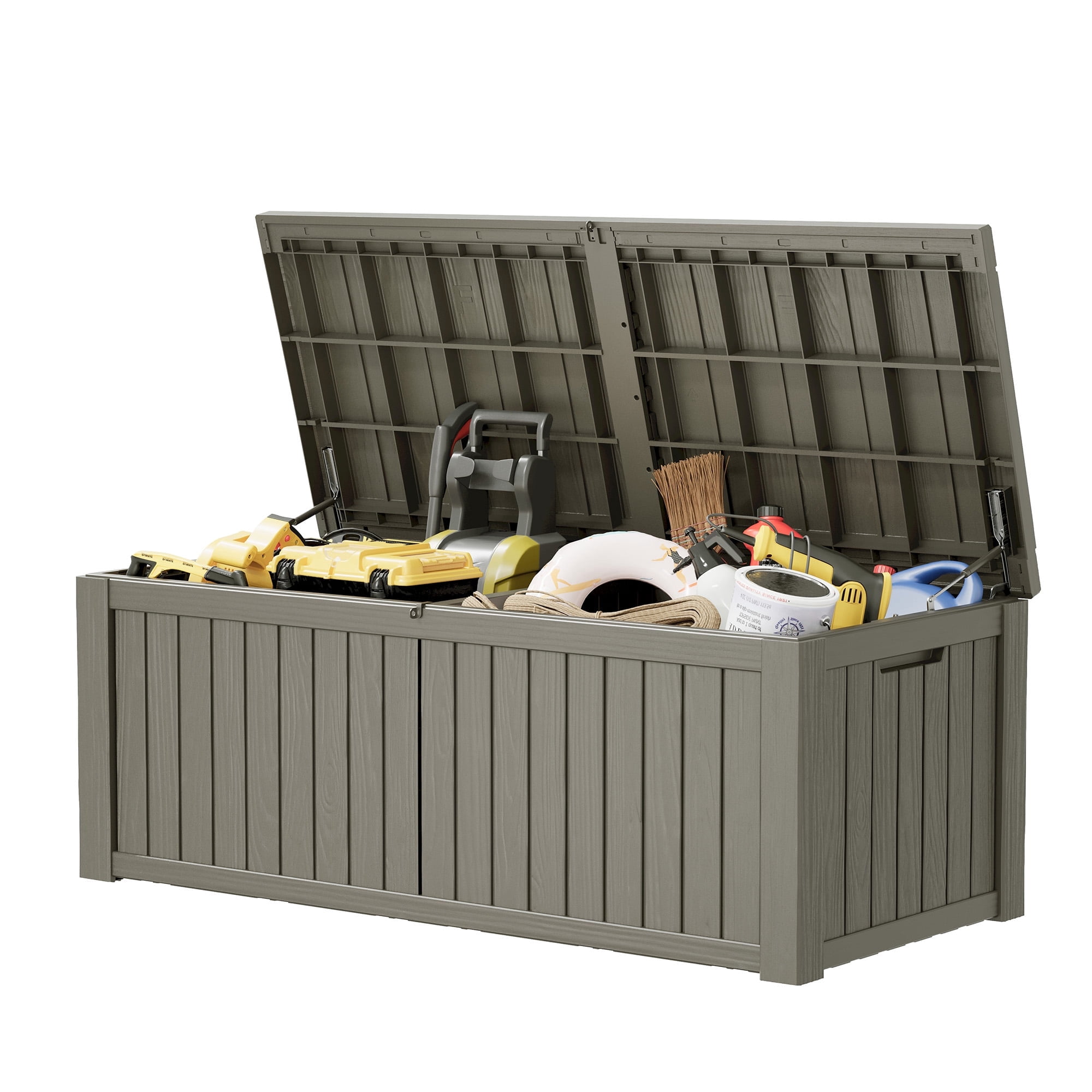 LHBcraft 230 Gallon Resin Deck Box,Lockable Outdoor Storage Container ...