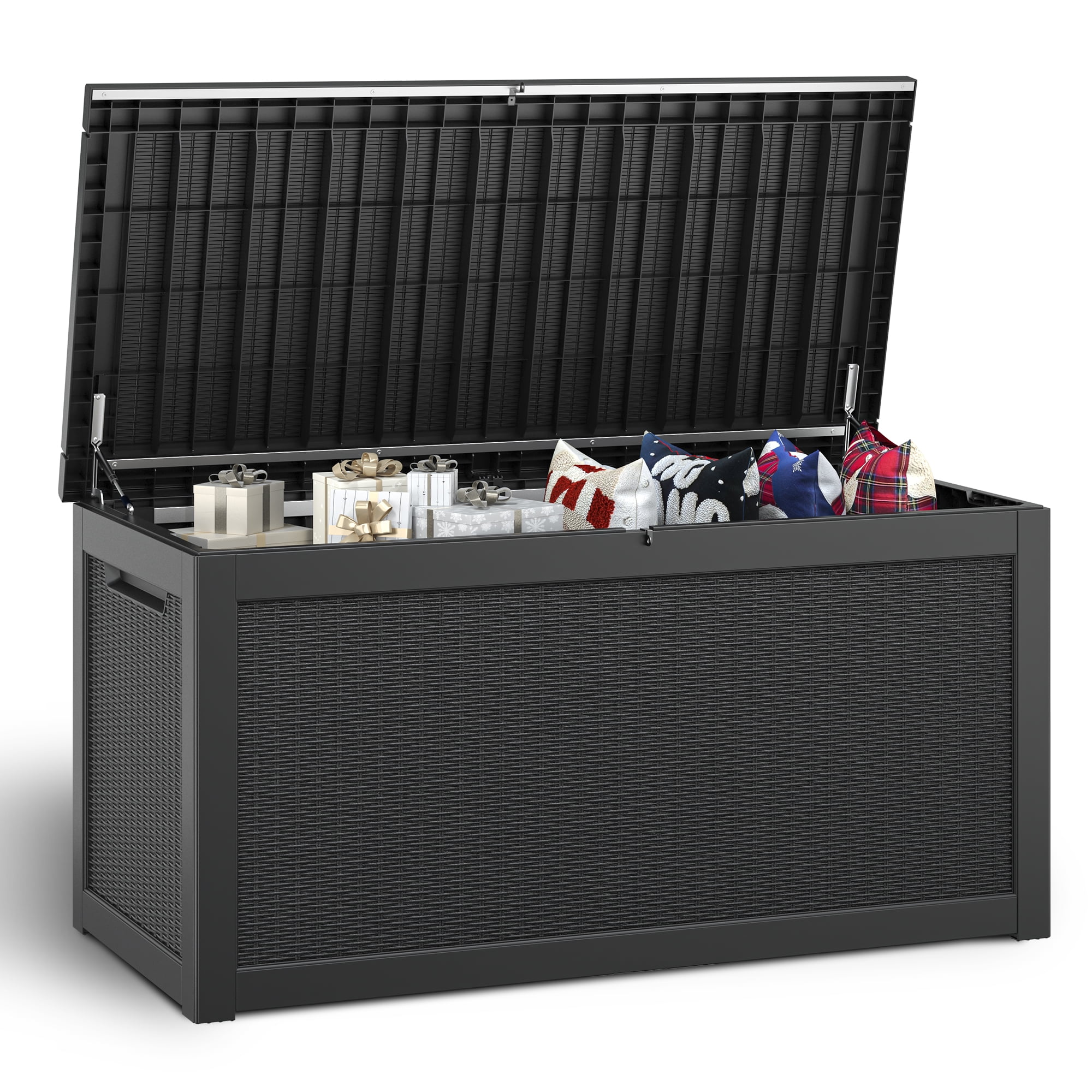 LHBcraft 320 Gallon Outdoor Deck Box,UV Resistant Resin Container ...