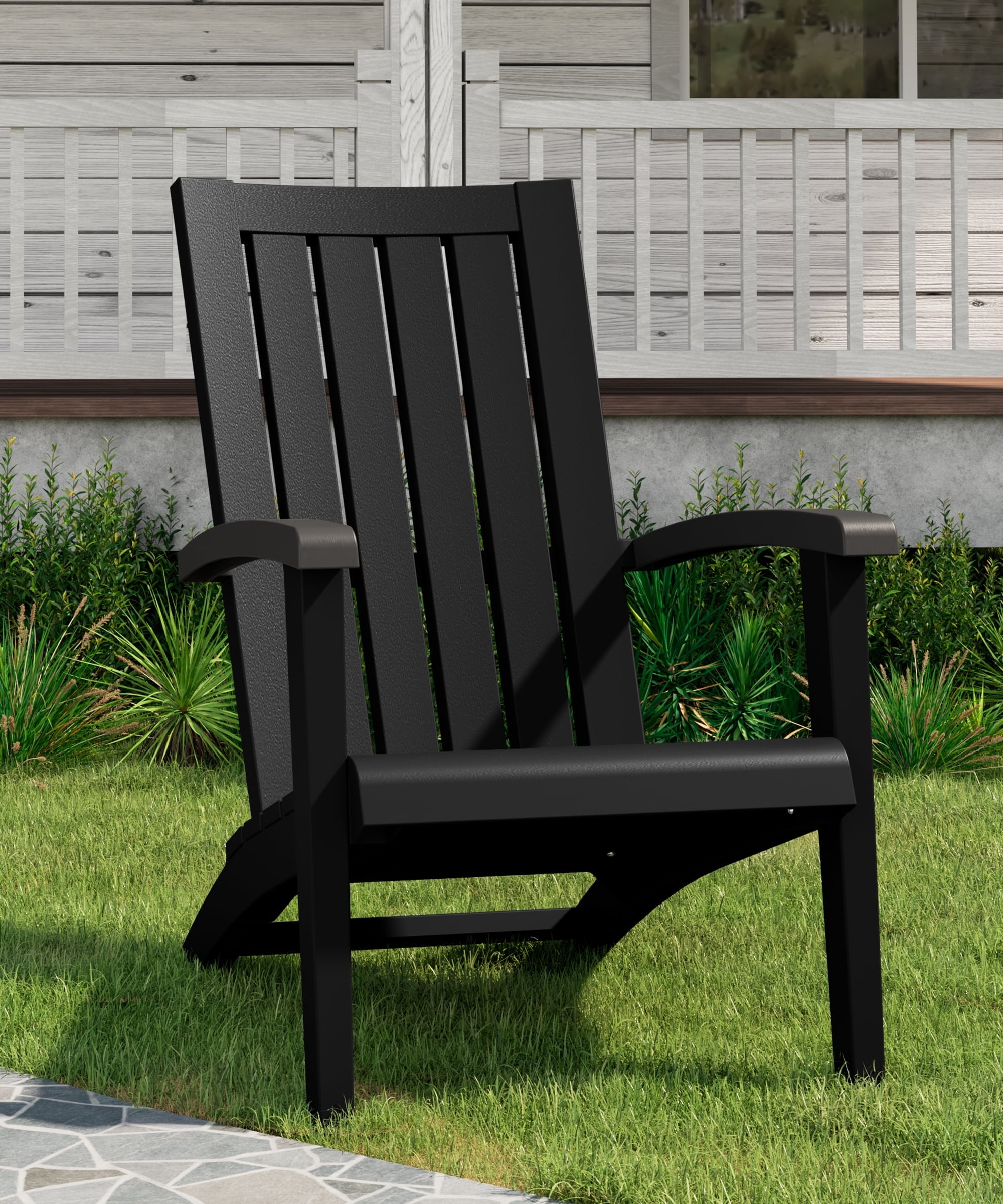 LHBcraft Modern Adirondack Chair HDPE Wood Texture, Plastic Patio ...