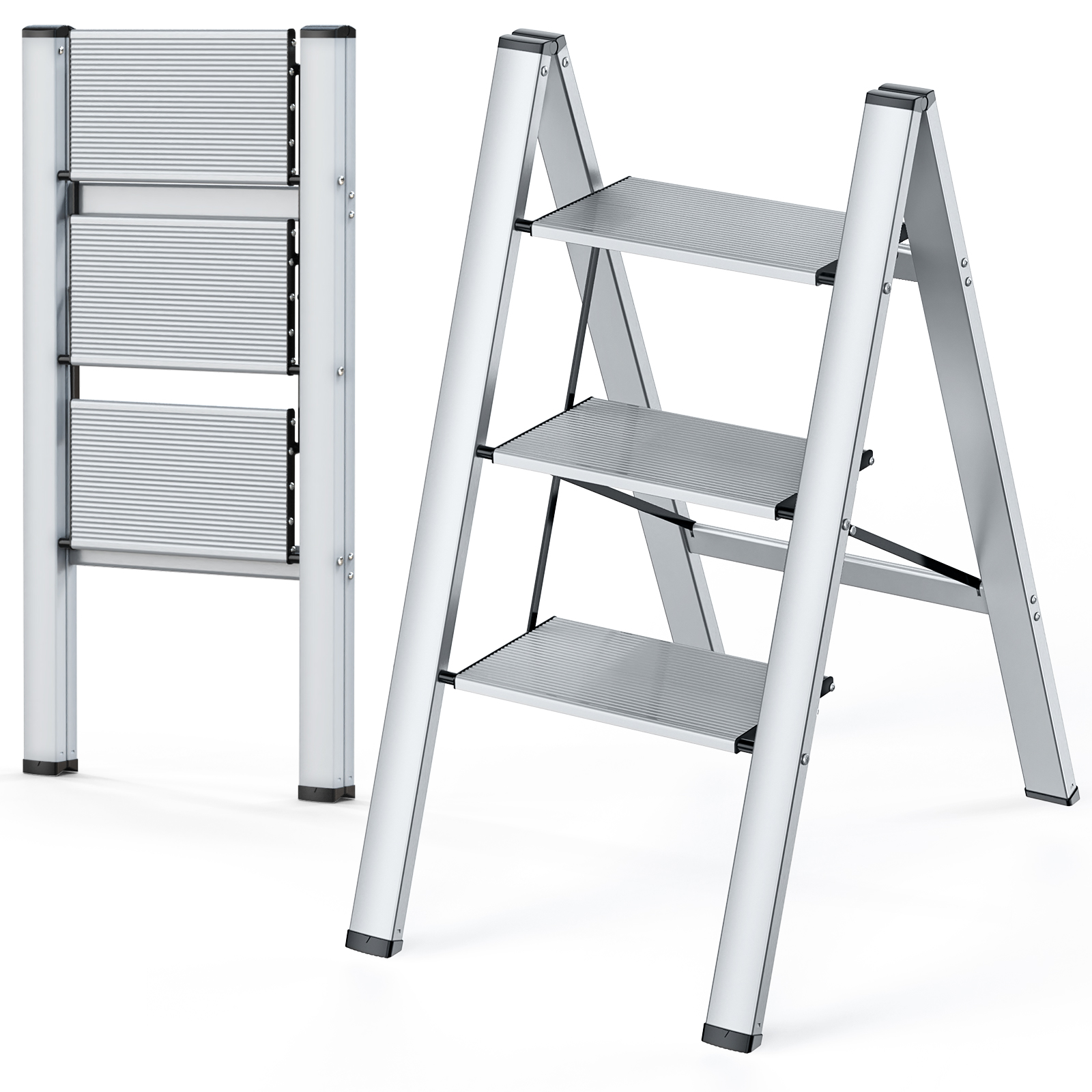 SUGIFT 2 Step Ladder Folding Step Stool with Anti-Slip Pedal Steel ...