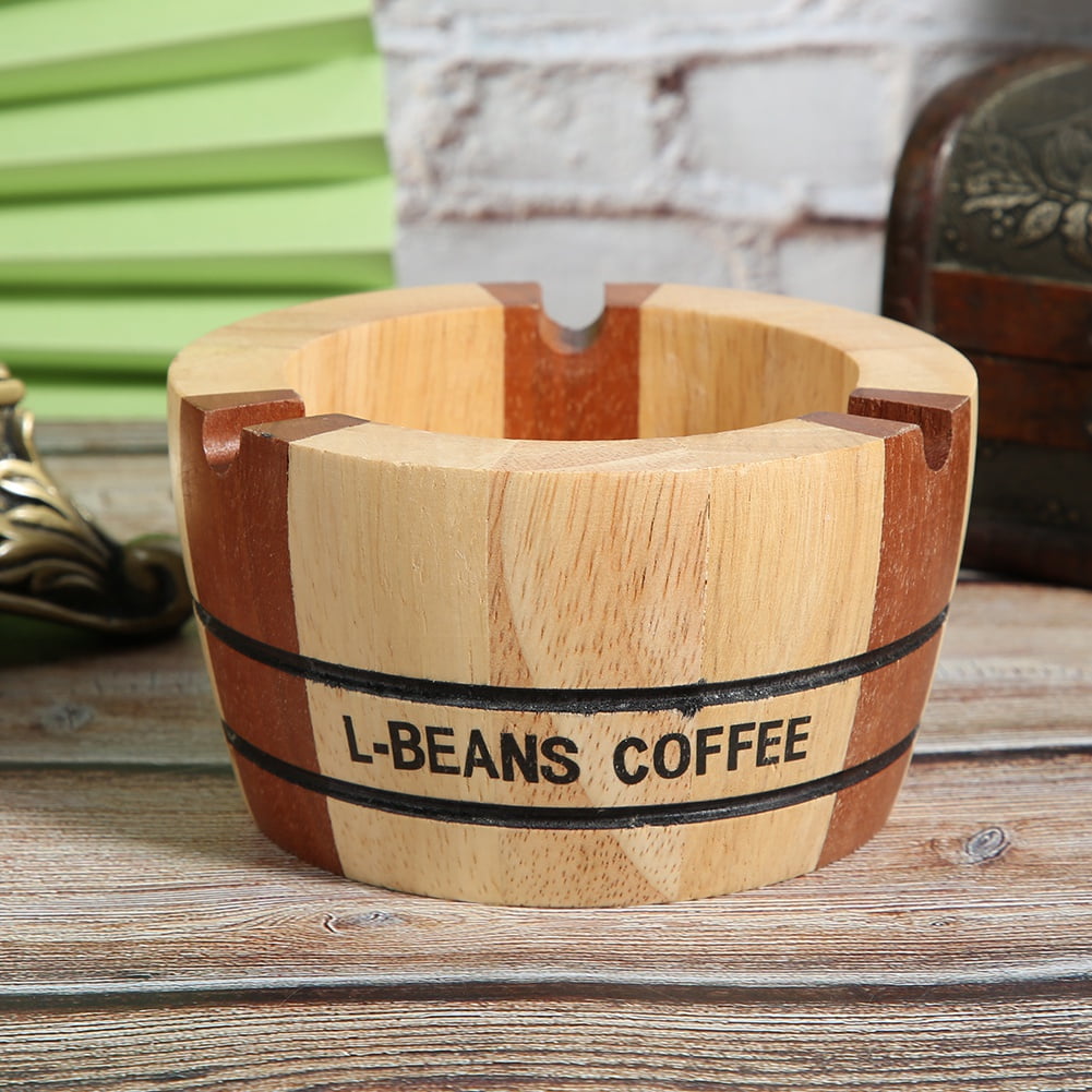 LHCER Modern Windproof Wooden Ashtray Smoking Ashes Tray for Bar Pub ...