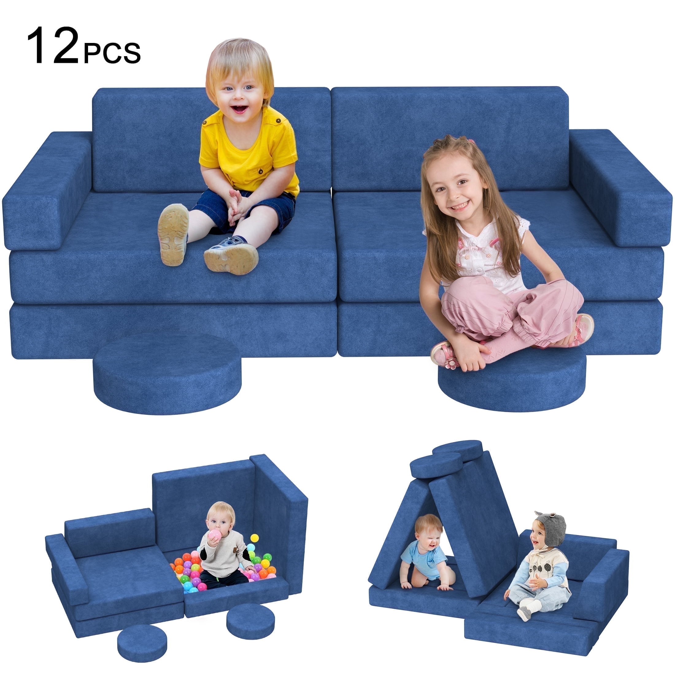 LHCER Modular Kids Play Couch 12pcs Multifunctional Child Sectional ...