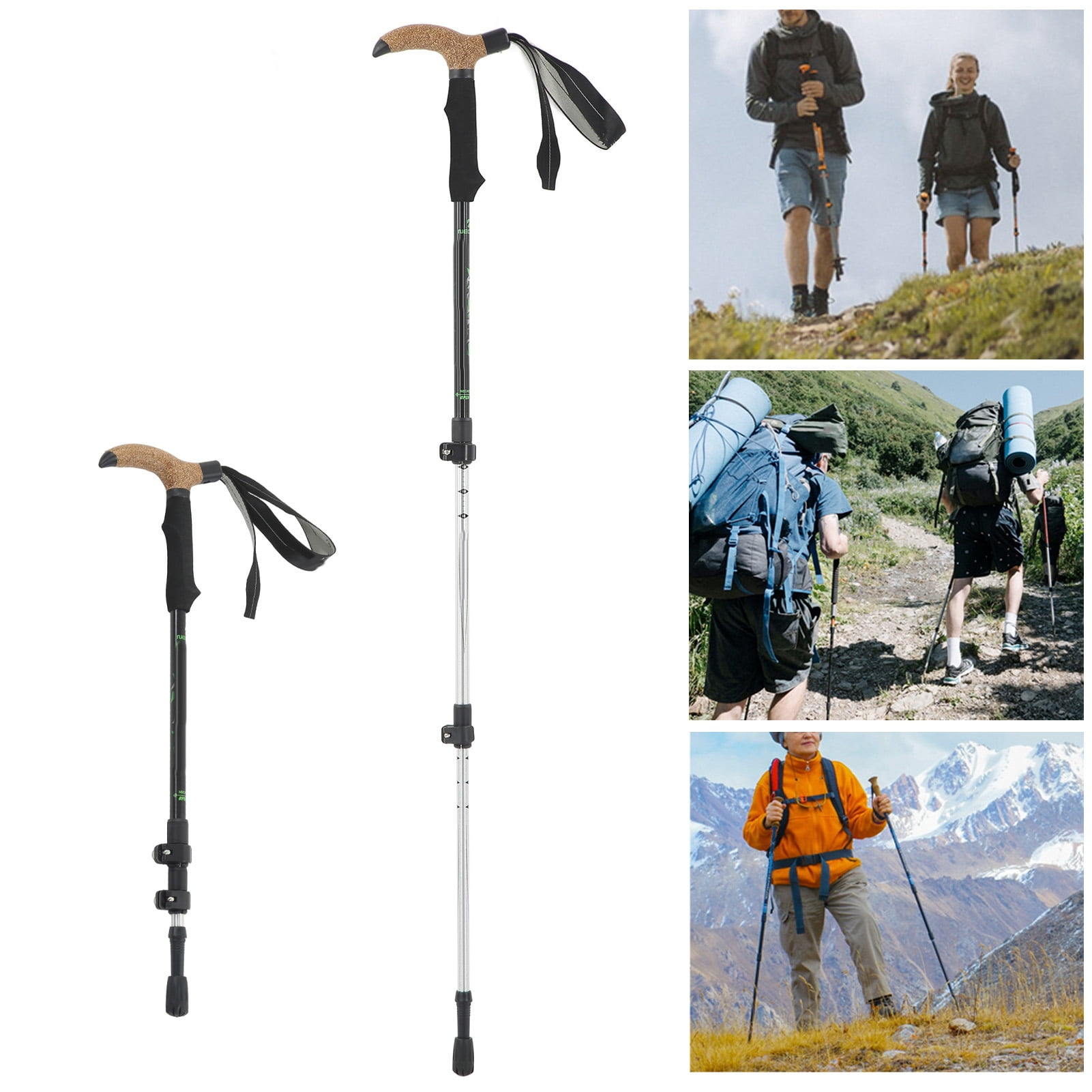 LHCER Outdoor Aluminum Alloy Hiking Pole 3 Section Climbing Pole ...