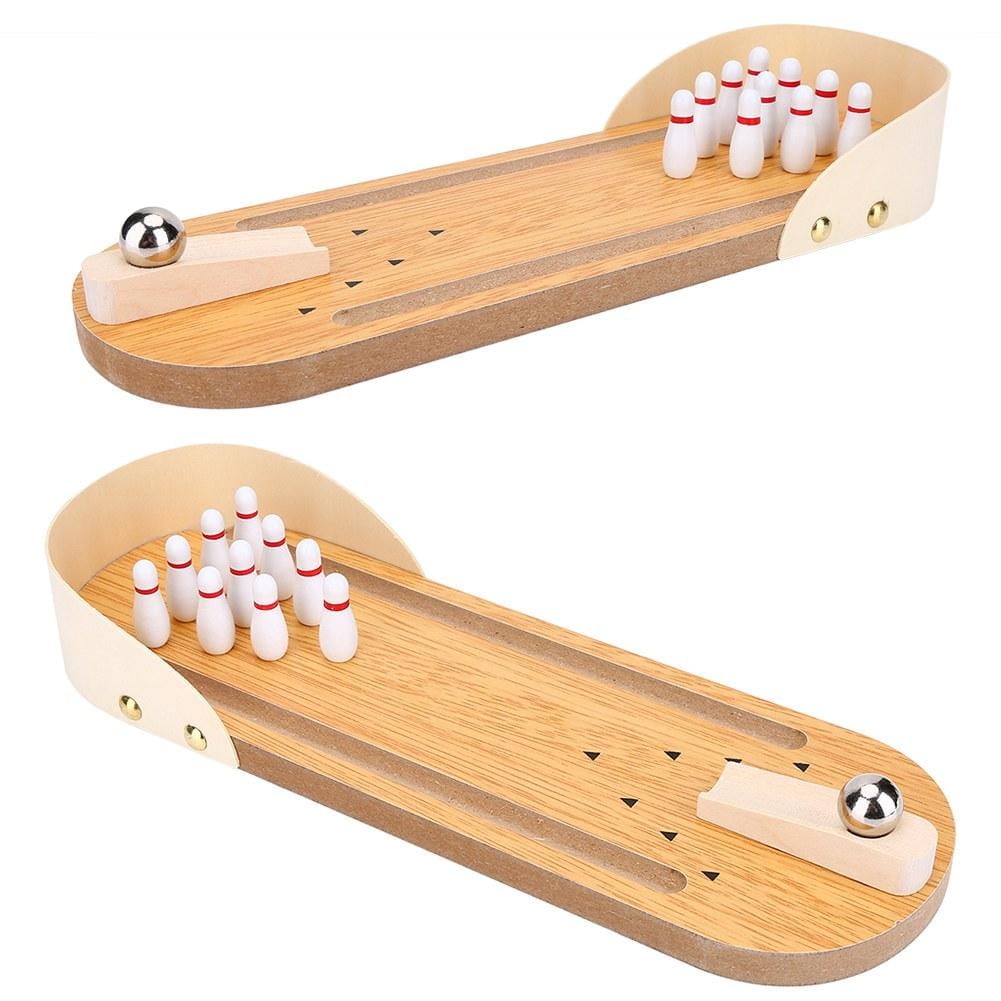 LHCER Tabletop Mini Bowling Game Set, Small Indoor Alley, Wooden ...
