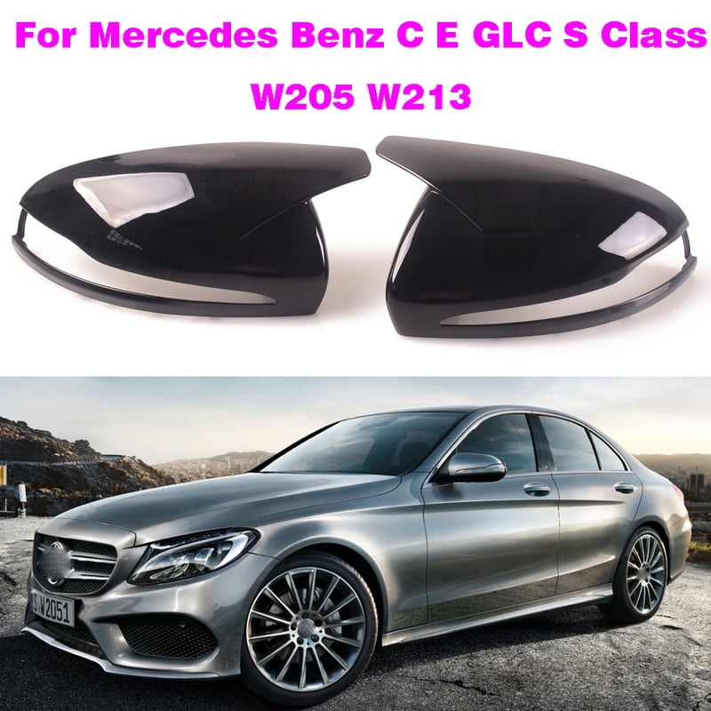 LHD Bright Black Rearview Mirror Cover For Mercedes Benz C E GLC S ...