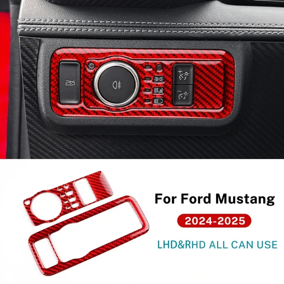 LHD RHD Real Soft Carbon Fiber Sticker Car Headlight Switch for Ford ...