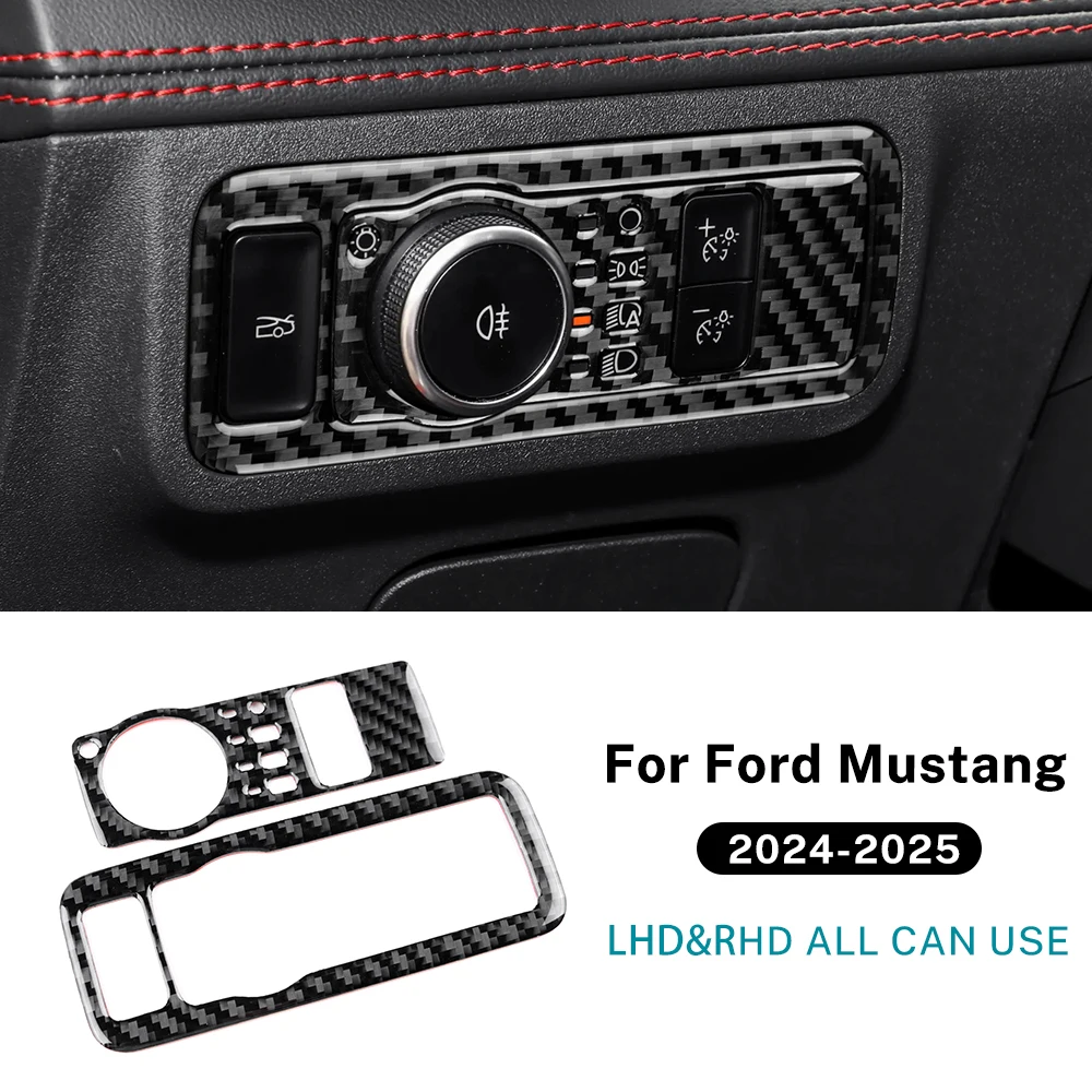 LHD RHD Real Soft Carbon Fiber Sticker Car Headlight Switch for Ford ...
