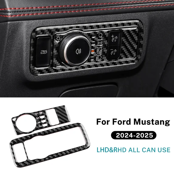 LHD RHD Real Soft Carbon Fiber Sticker Car Headlight Switch for Ford ...