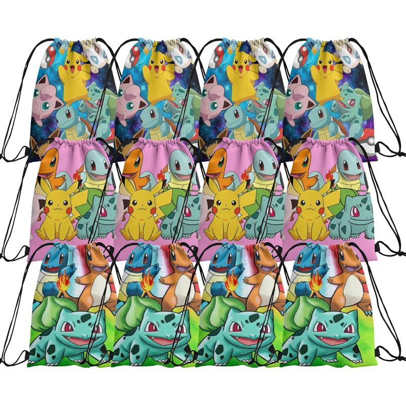 LHEAGGIK 24 packs Cartoon Pokemon Candy Drawstring Bag Drawstring Goodie Favor Bags for Boys and ...