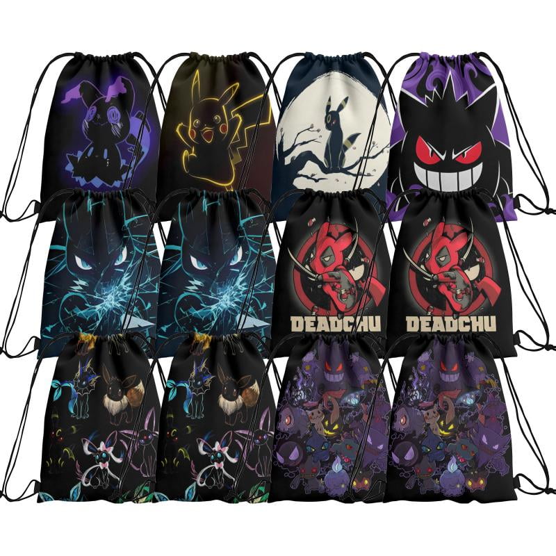 LHEAGGIK 24 packs Cartoon Pokemon Pikachu Candy Drawstring Bag Drawstring Goodie Favor Bags for ...