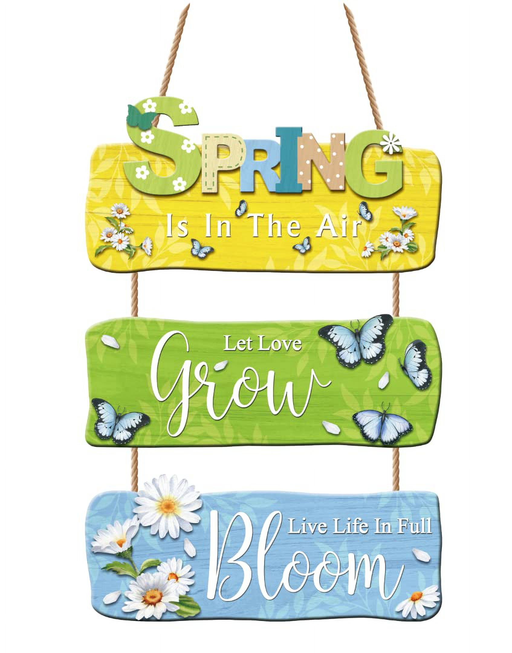 LHIUEM Spring Door Decor,Live Life in ATT1Full Bloom Wooden Welcome ...