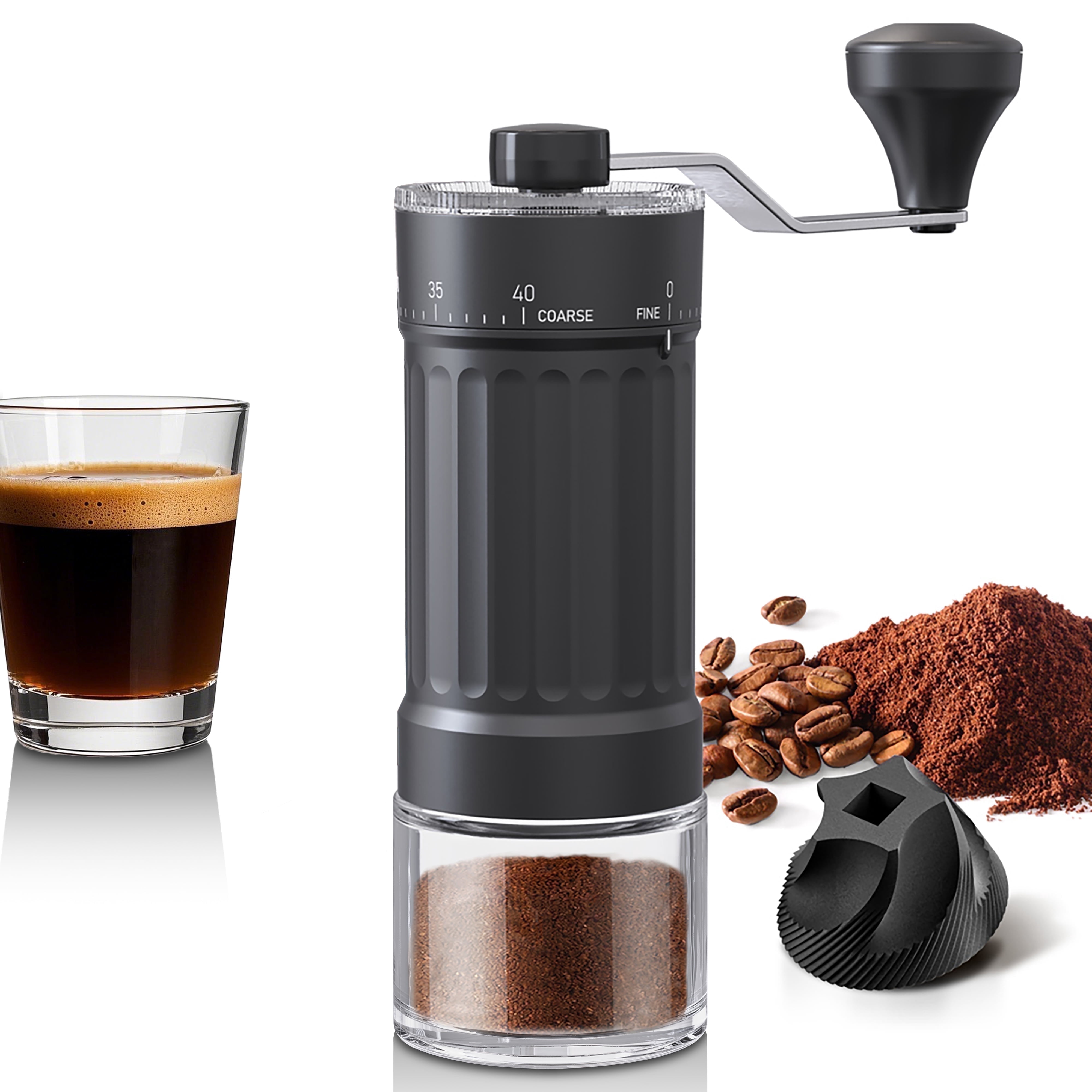 LHKLUK, Hand Coffee Grinder, 40 External Adjustable Settings, Portable ...