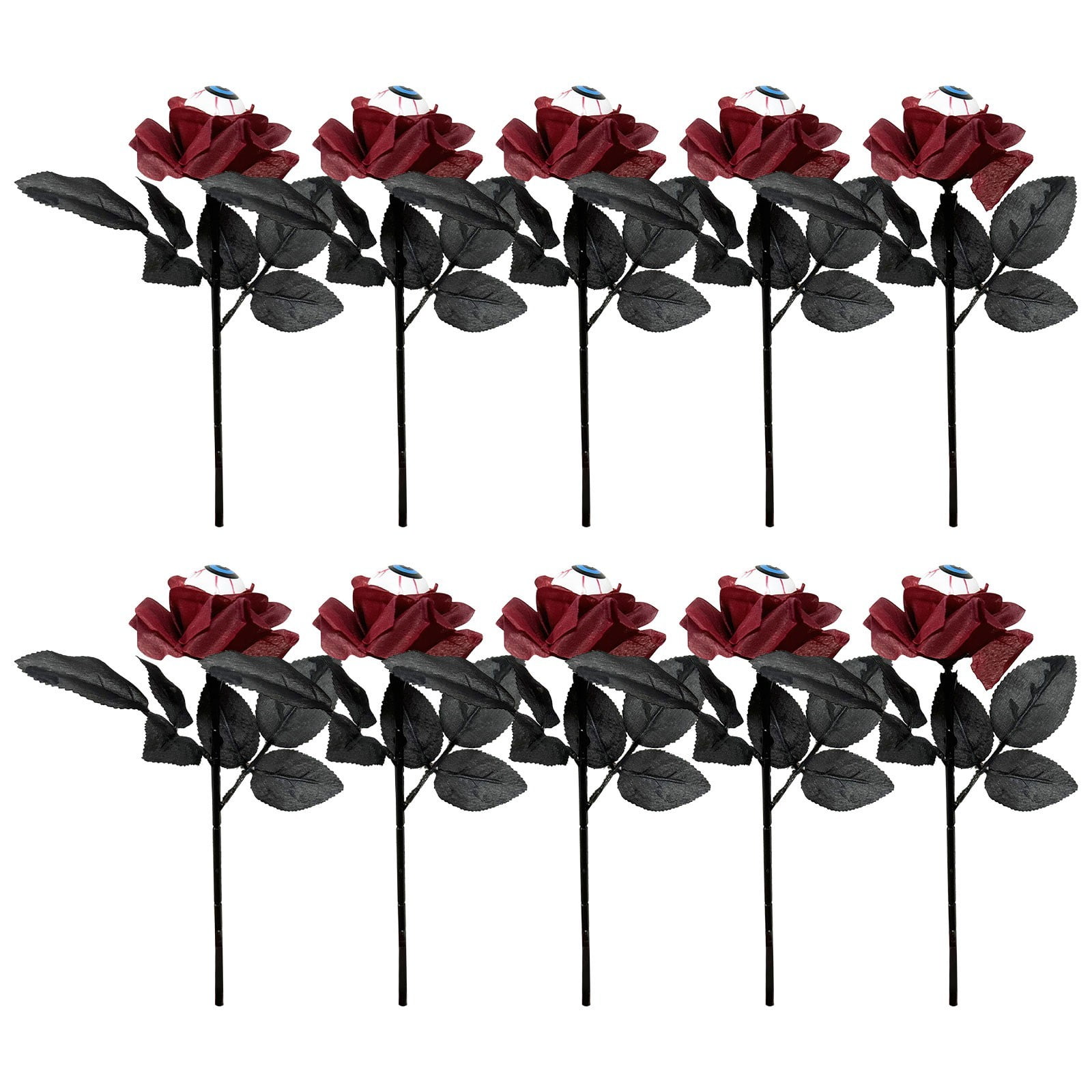LHNFT 10 Pieces Halloween Faux Rose with Eyeballs Artificial Flowers ...