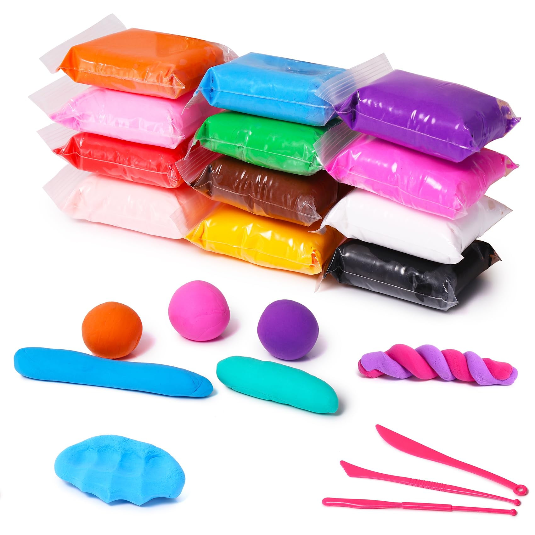 LHNFT 12 Colors Air Dry Clay kit, Modeling Clay Ultra Light Magic Clay ...