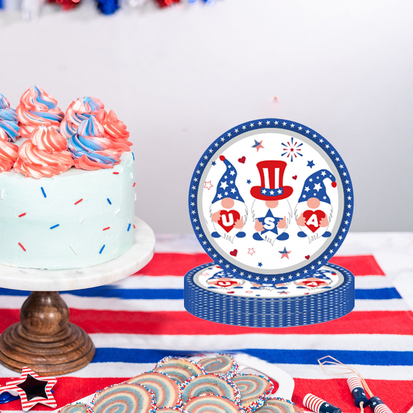 LHNFT 20Pack 4th of July Plates, Happy American Flag Patriotic Paper ...