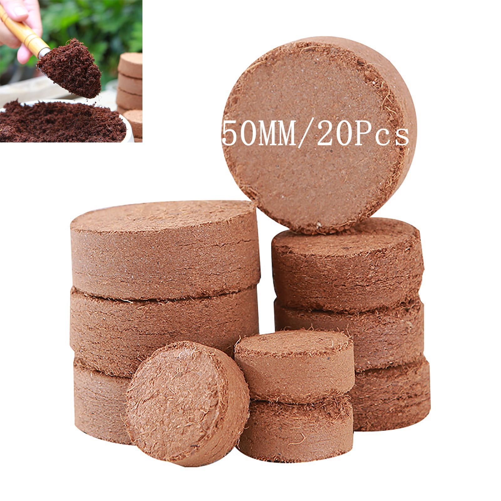 LHNFT 30mm 50pcs Organic Coconut Coir Pellets Soil for Planting ...