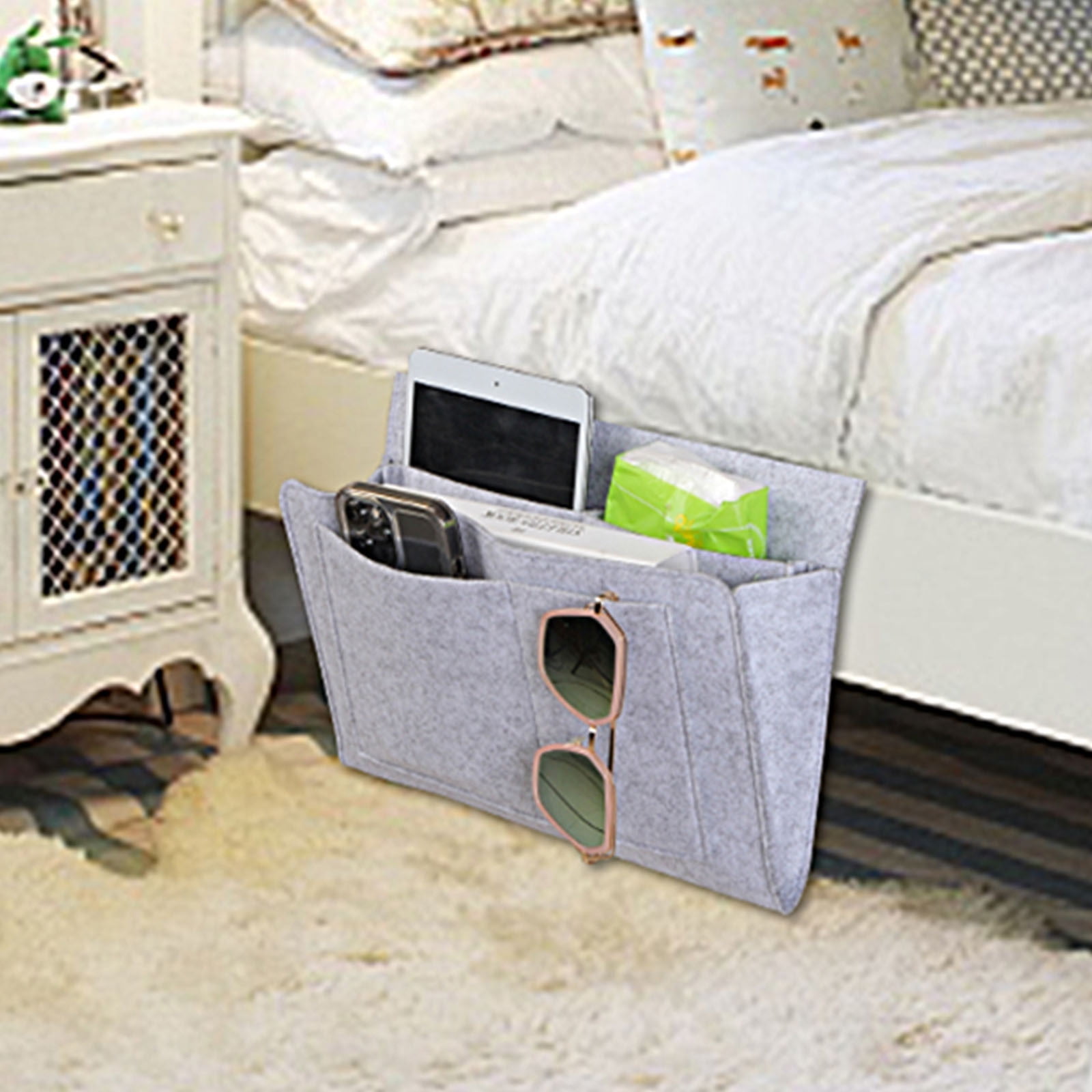 LHNFT Bedside Caddy Hanging Bed Organizer Storage Bag 5 Pockets, for ...