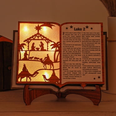 Paper Light Up Nativity Scene Indoor with LED Light for Tabletop ...