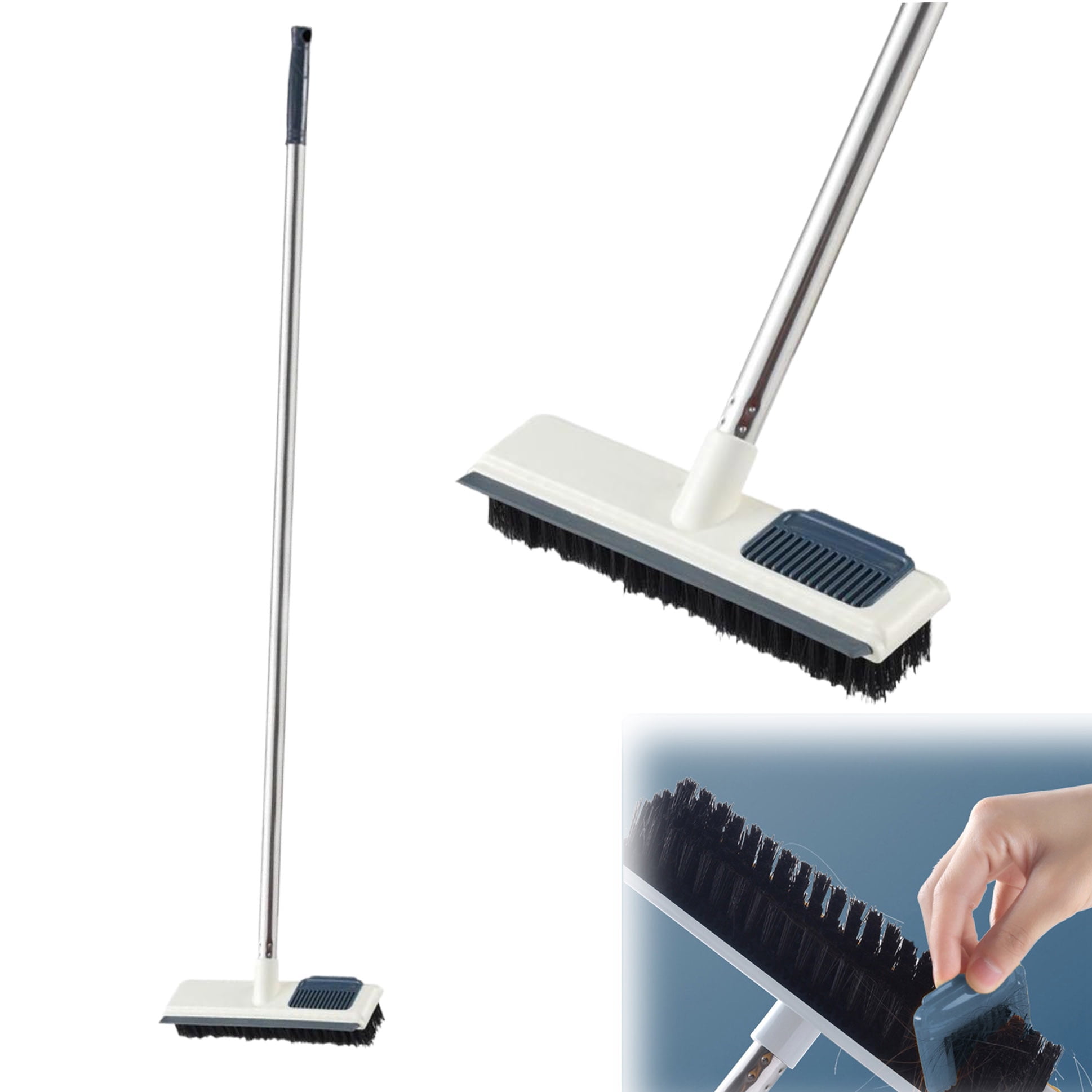 LHNFT Floor Brush, 2 in 1 Floor Scrubber with 3-Section Long Handle ...