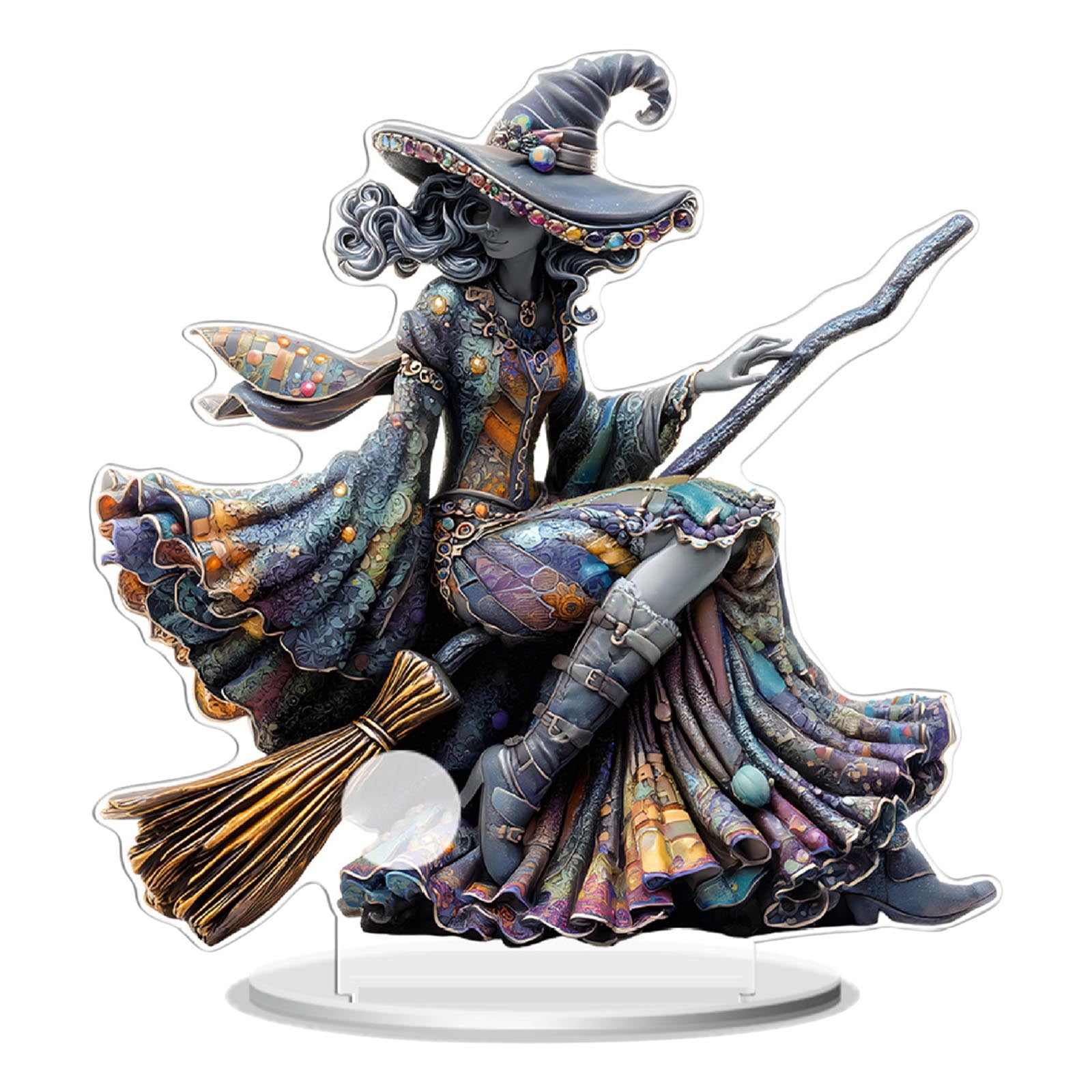 LHNFT Halloween Acrylic Table Signs, 8 Inch Witch Plaques, 2D Indoor ...