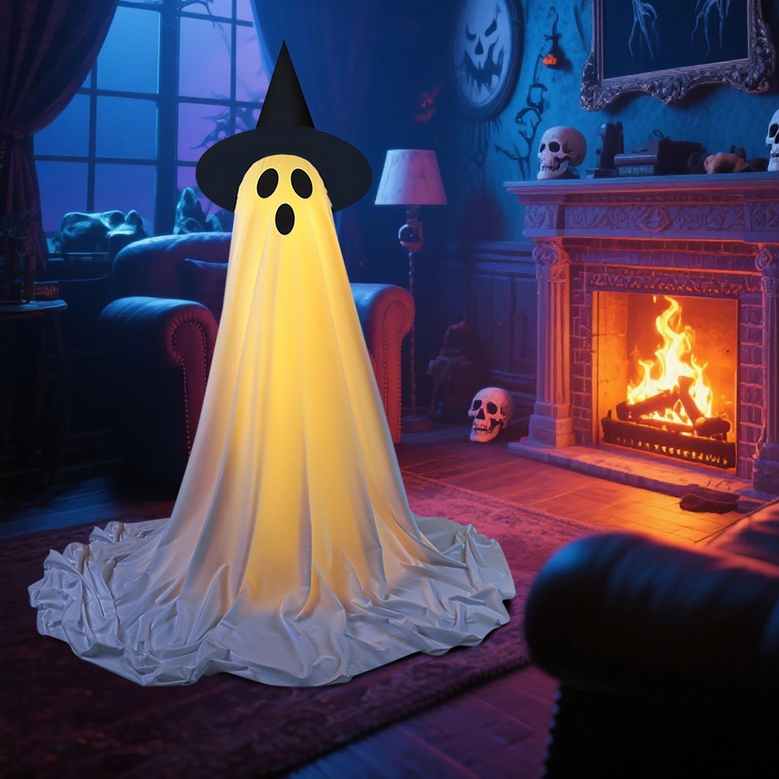 LHNFT Halloween Ghost Outdoor Decorations with Remote, 6.8ft Standing ...