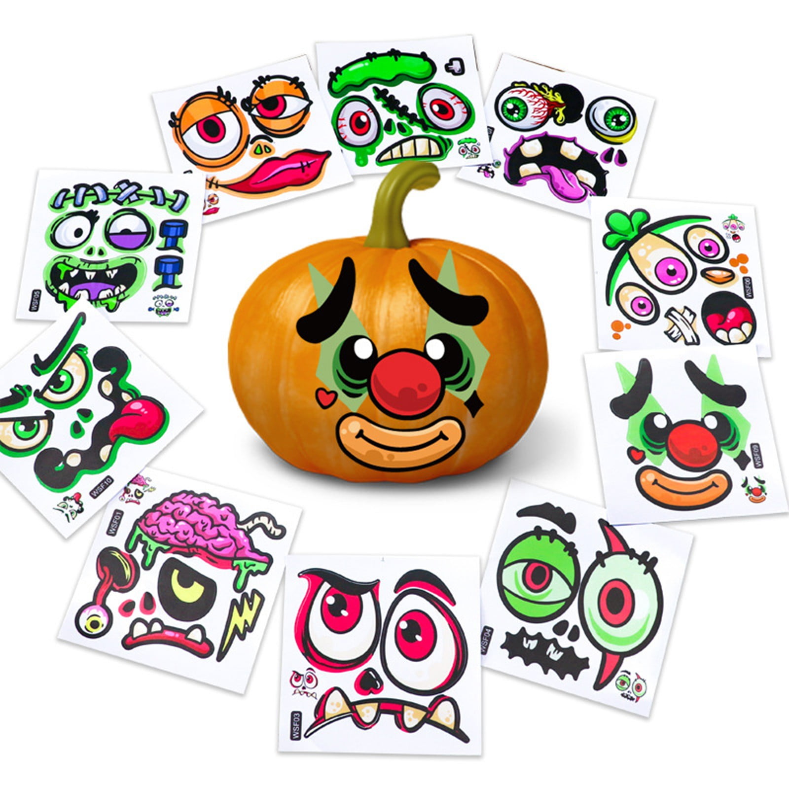 LHNFT Halloween Pumpkin Decorating Craft Stickers, 10 Pcs Mini Make ...