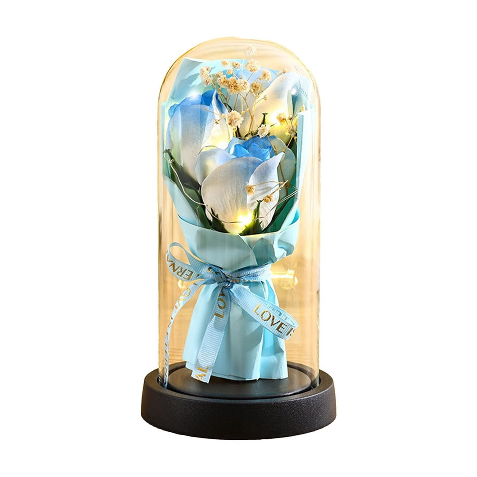 LHNFT Mothers Day Fake Flowers Gifts for Mom, Rose Bouquet in Glass ...