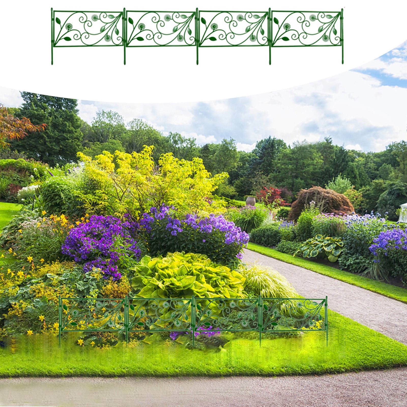 LHNFT Plastic White Edging Garden Picket Fence - Grass Lawn Flowerbed ...