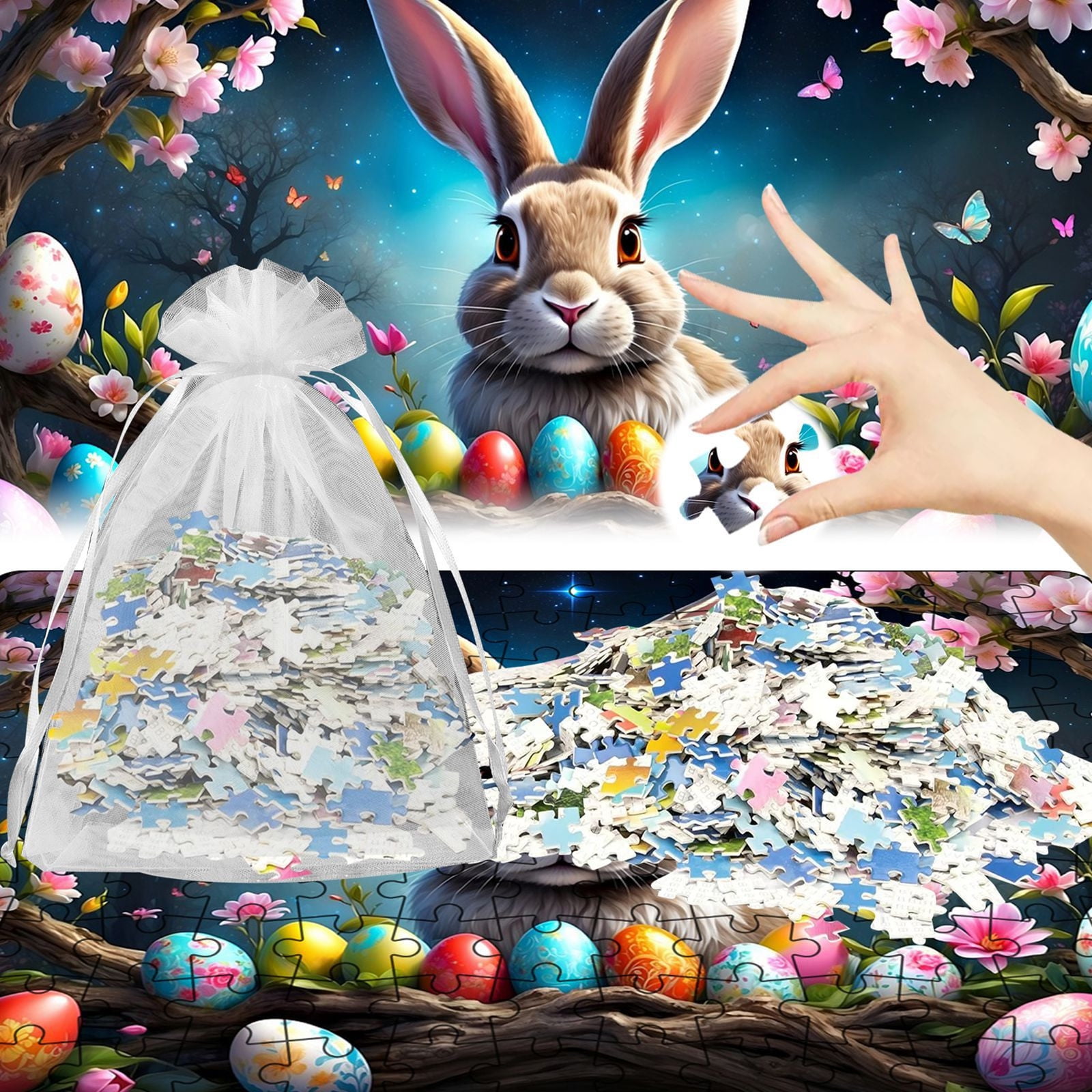 LHNFT Puzzles for Kids Ages 4-8 - Easter Eggs Bunny Theme Design - 130 ...