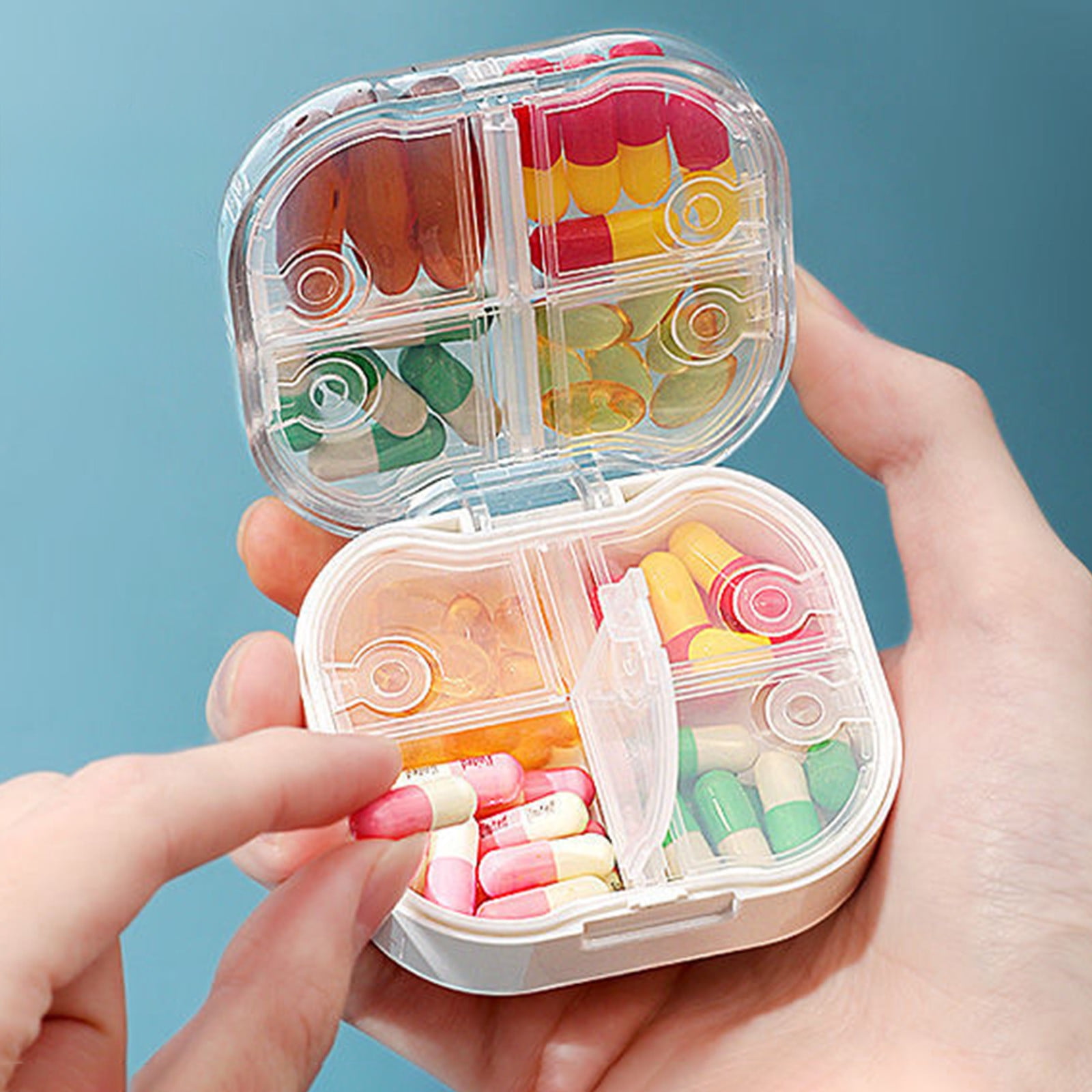 LHNFT Small Pill Box with 4 Compartments, Travel Daily Pill Organizer ...
