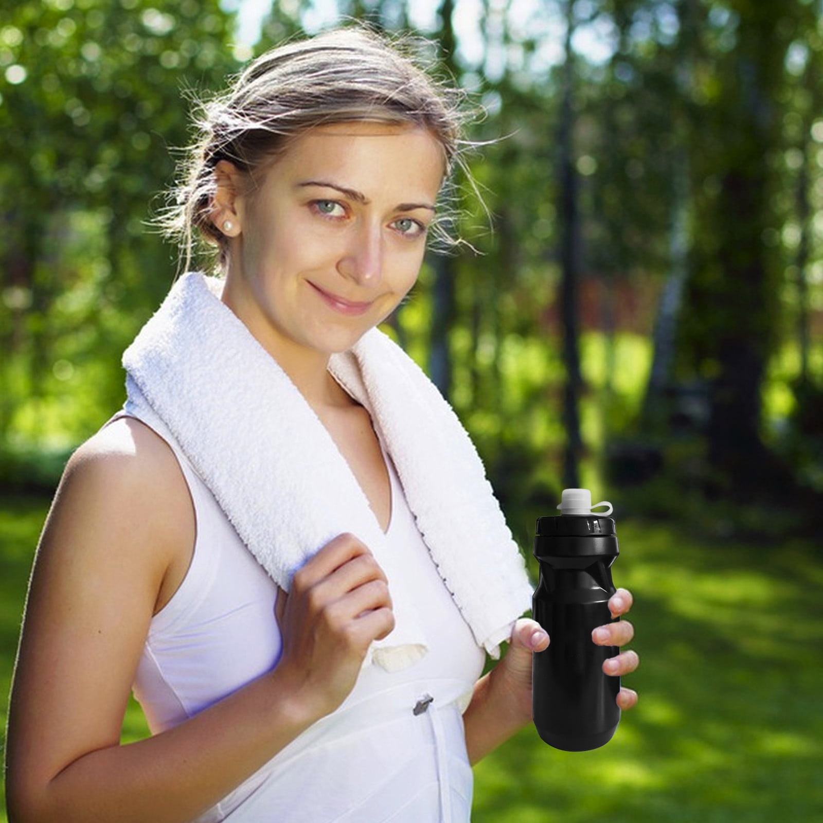 LHNFT Squeeze Water Bottle, Running Water Bottle, 600ml Leak-Proof, No Coating Inside, Odorless ...