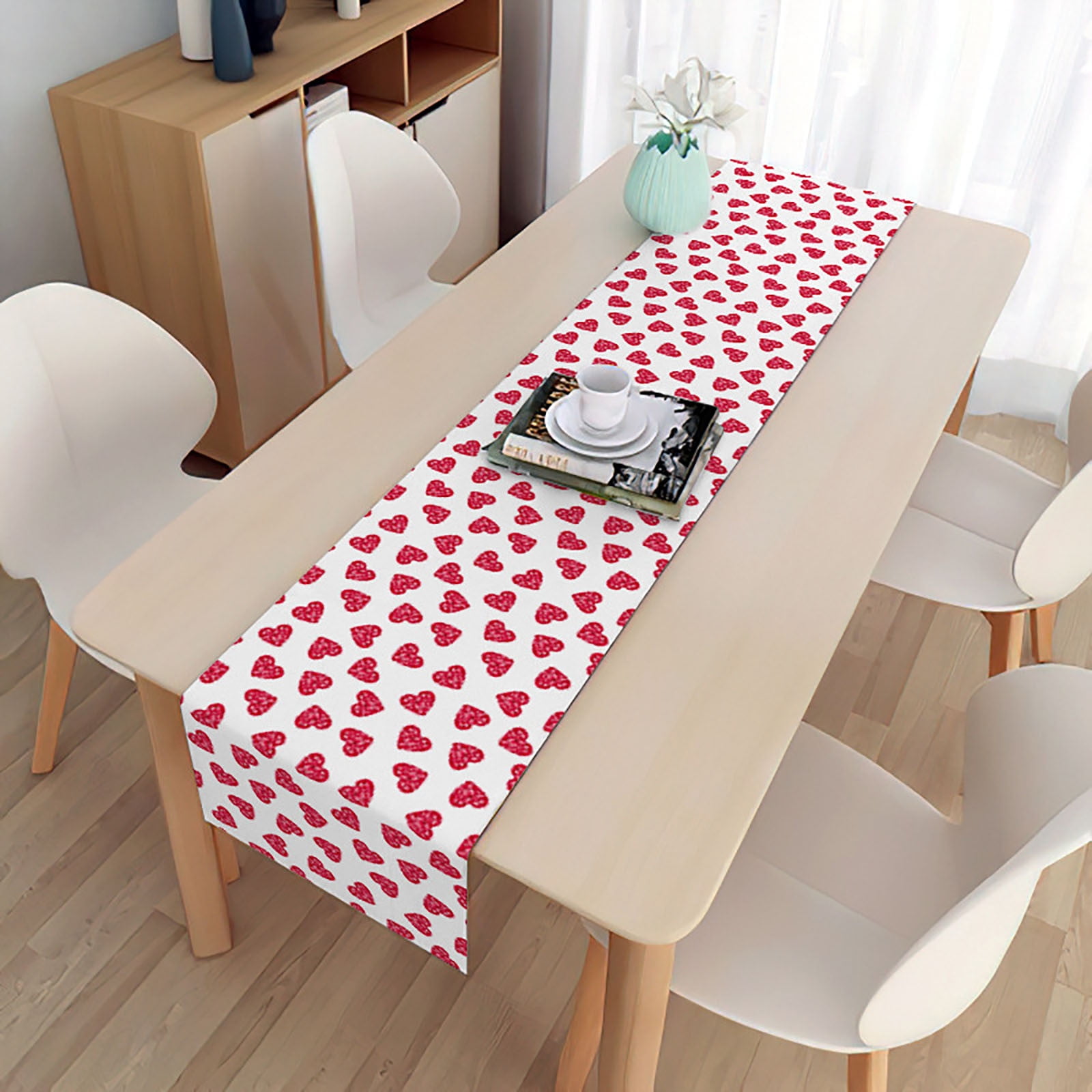 LHNFT Valentines Day Table Runner 70 Inches Long Heart Pink Red Dinner ...